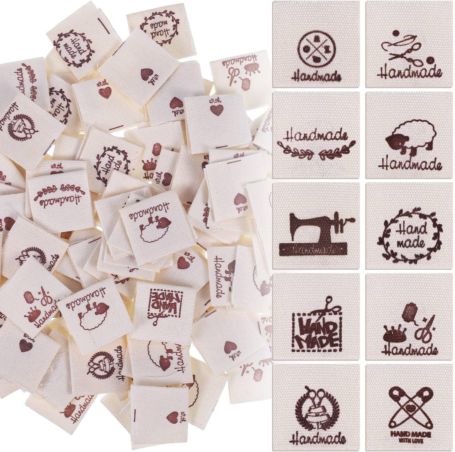 Smilcloud 200 Stück Handmade Label Stoff Labels Tags Stoff Etiketten ...