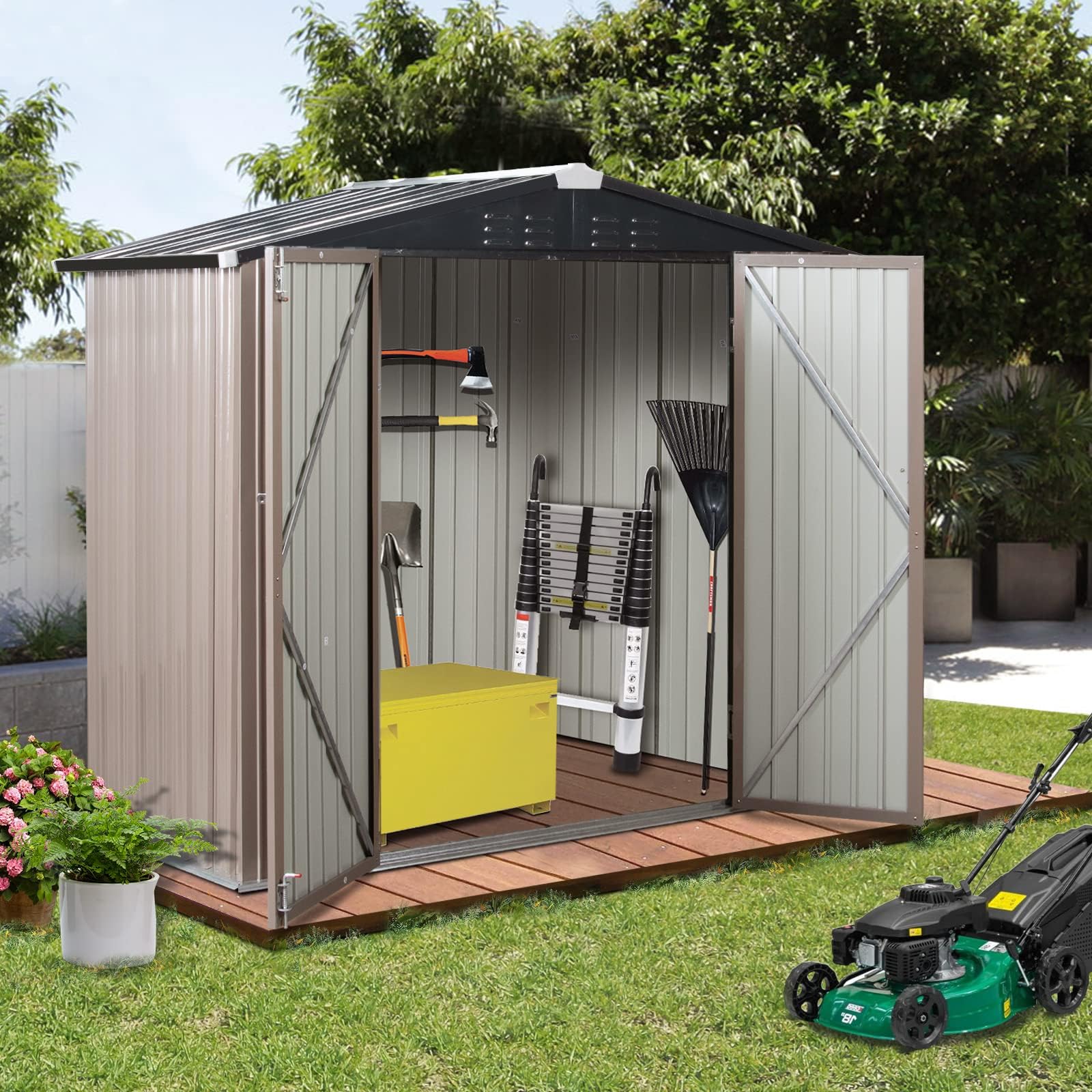 Amazon.com : Vongrasig 6 x 4 x 6 FT Outdoor Storage Shed Clearance with ...