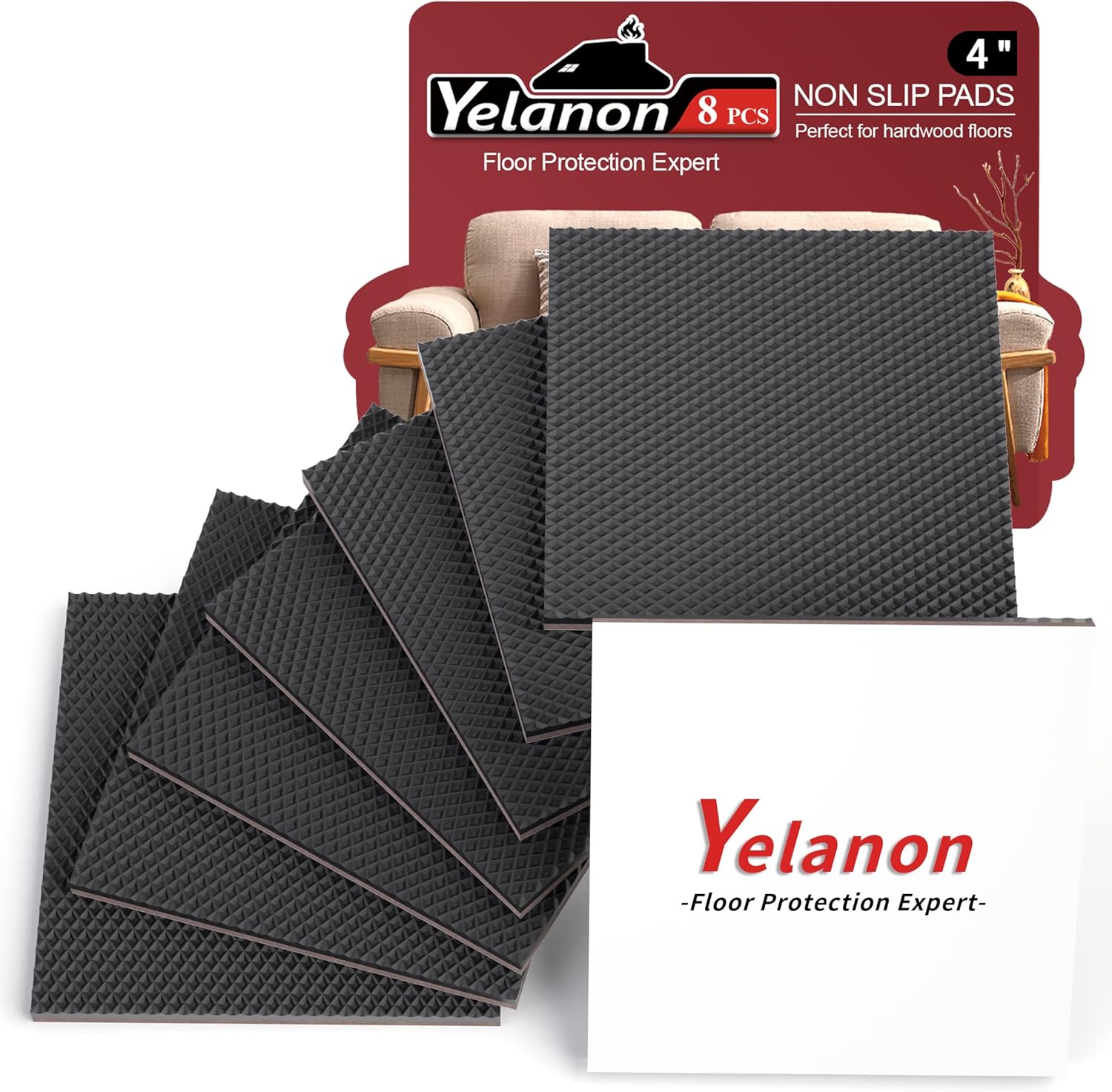 Yelanon Non Slip Furniture Pads -8pcs 4" Furniture Grippers Hardwood ...