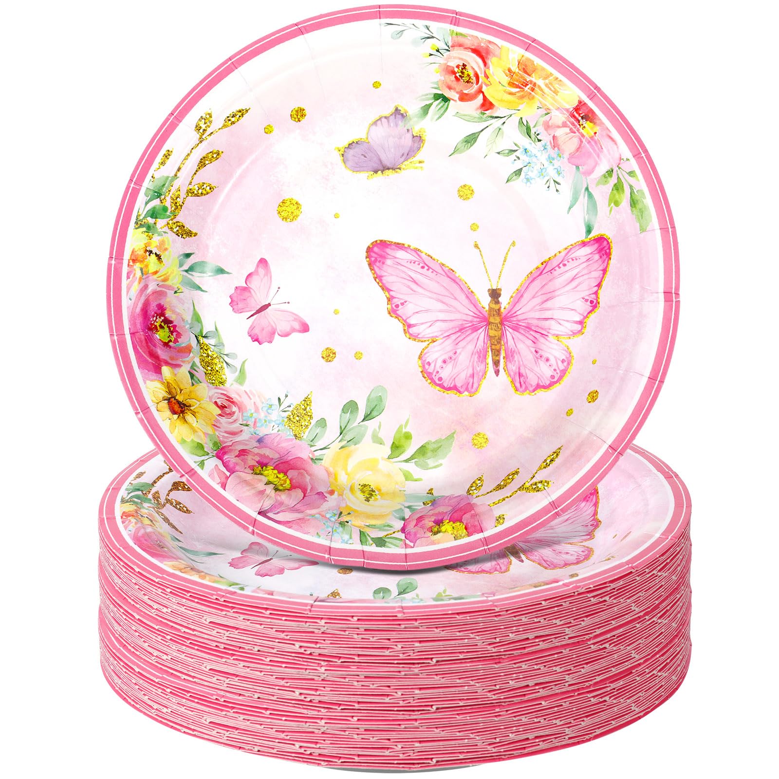 Snapklik.com : 60 Pieces Spring Butterfly Paper Plates Bulk 9 Inch ...
