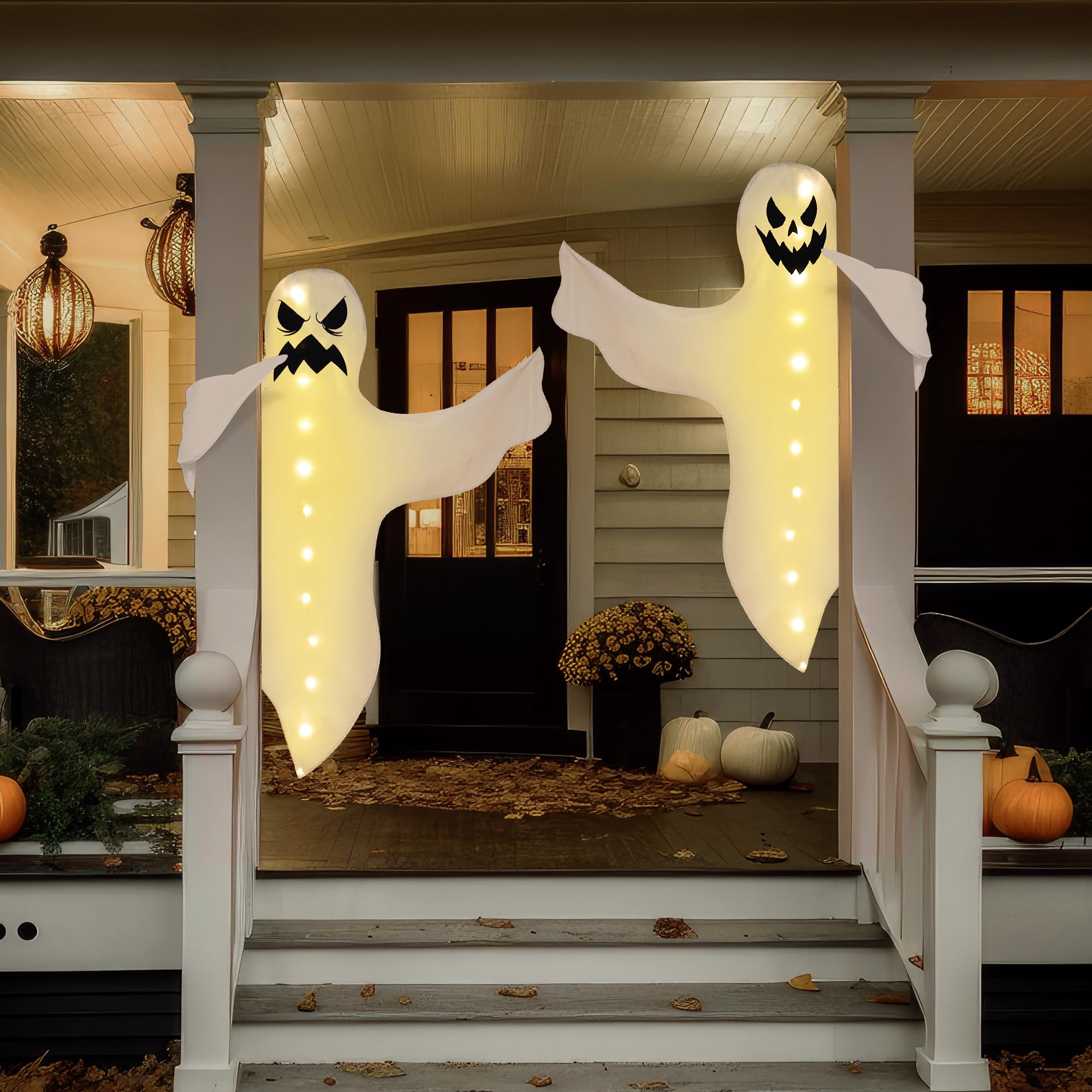 Amazon.com: JOYIN 2 Pcs Pack 47" Halloween Lighted Light Up Tree Wrap ...