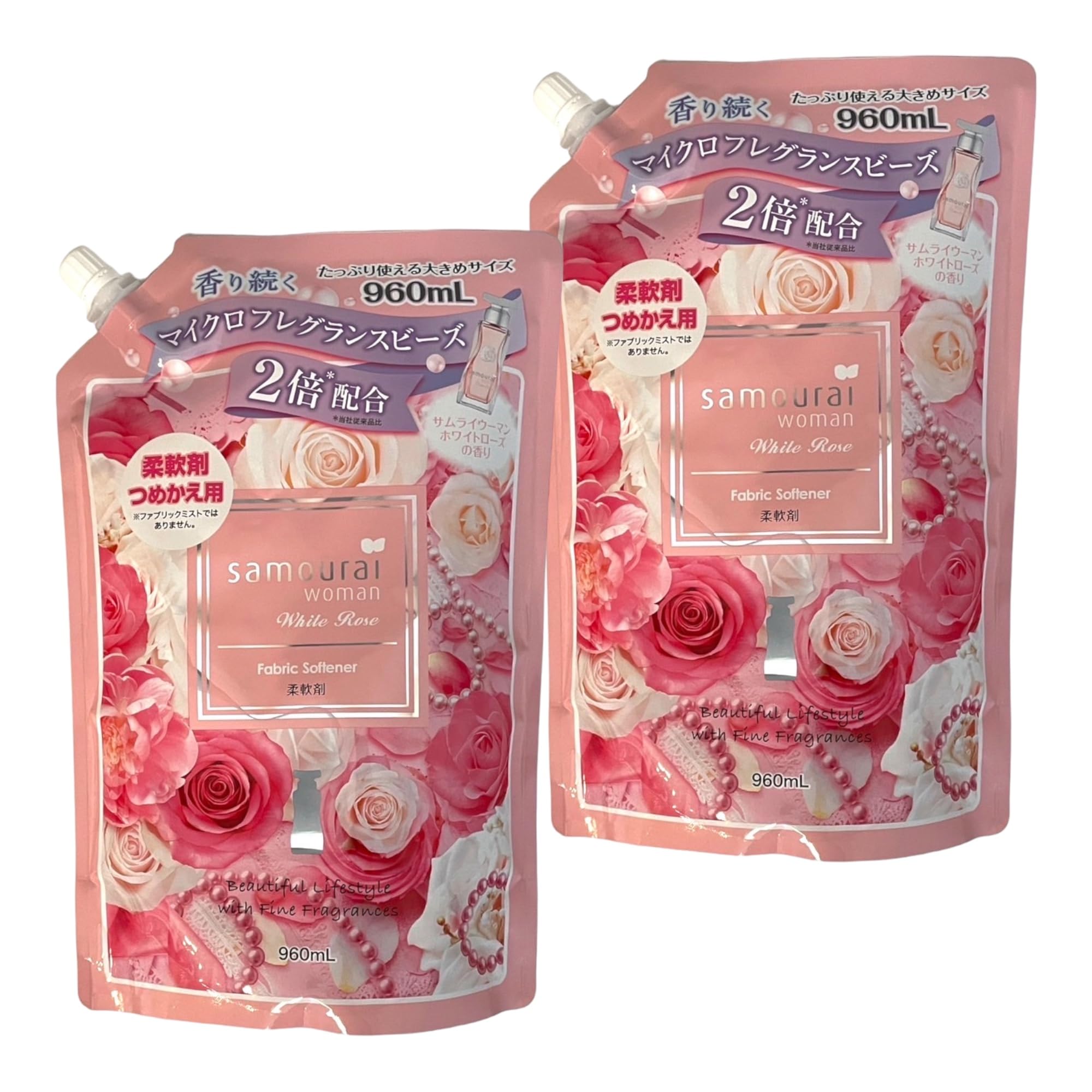 Amazon | 【まとめ買い】 サムライウーマン 柔軟剤 ホワイトローズの香り 大容量 詰め替え 960ml 2個セット | ノーブランド品 | 液体柔軟剤