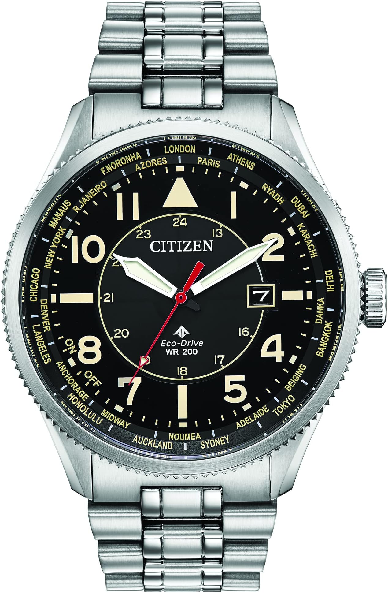 Citizen Mens Avion Eco-Drive Watch 44mm Silver-Tone Stainless Steel ...