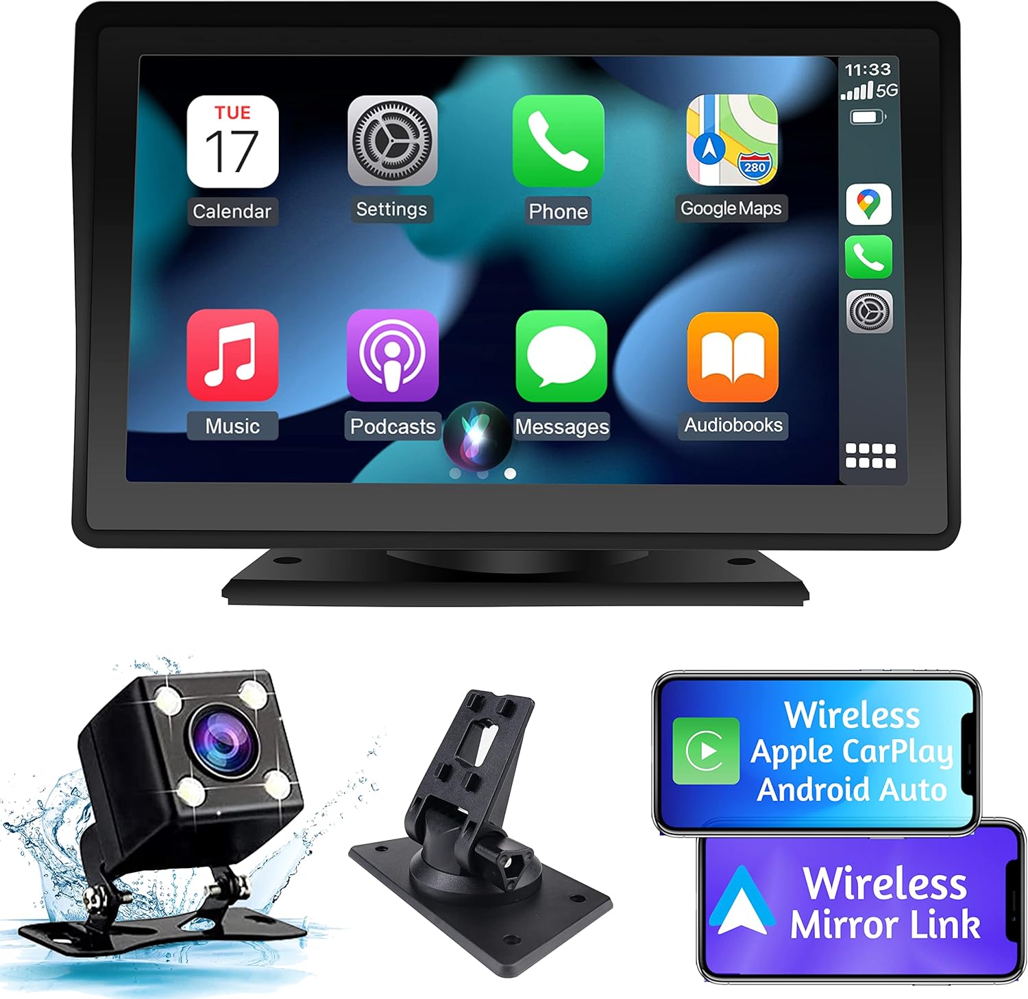 Amazon.com: Wireless Carplay & Android Auto with 7 Inch Full HD Touch ...