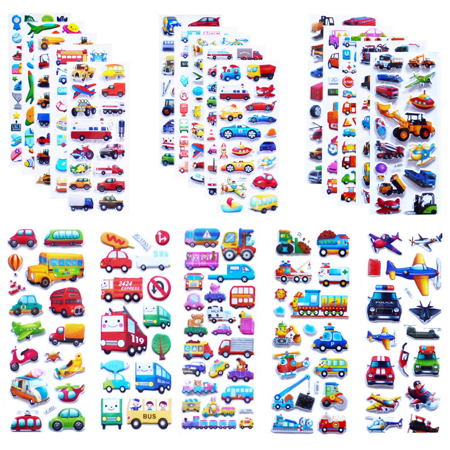 Kids Cars and Trucks Stickers Party Supplies Pack 500+, 20 Different ...