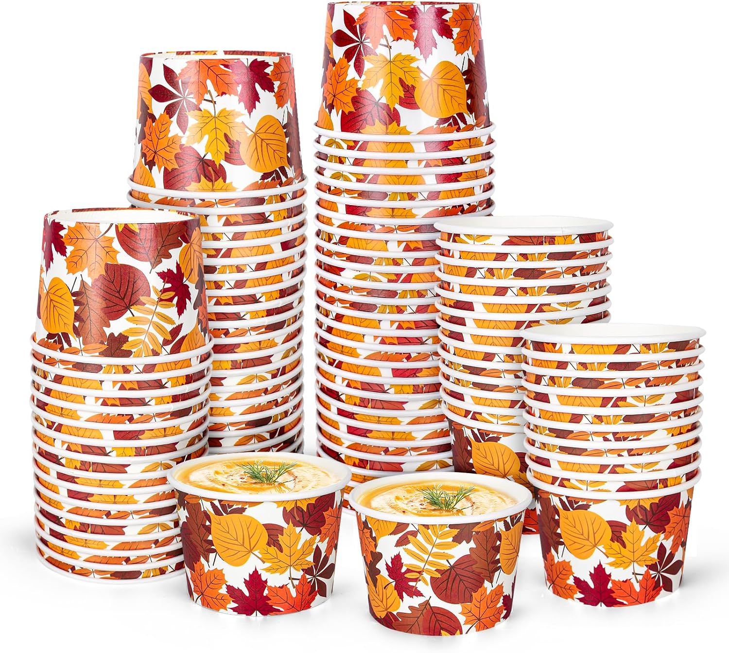 Amazon.com: Whaline 50Pcs Fall Leaf Treat Snack Cups Autumn Leaves ...