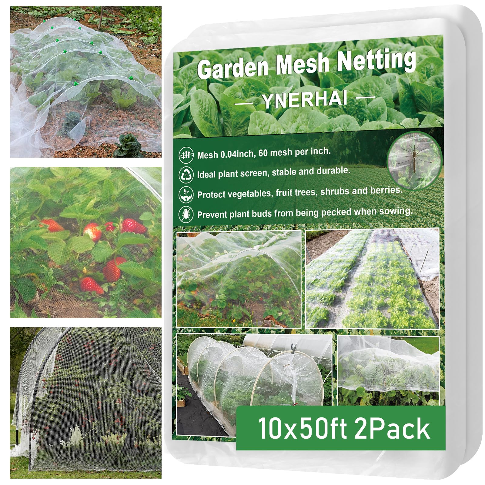 Amazon.com : 10 * 50FT 2 Pack Garden Netting Mesh Barrier, Ultra Fine ...