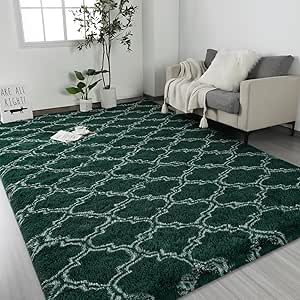 Amazon.com: Lascpt 6×9 Large Shag Area Rugs for Bedroom, Deep Green ...