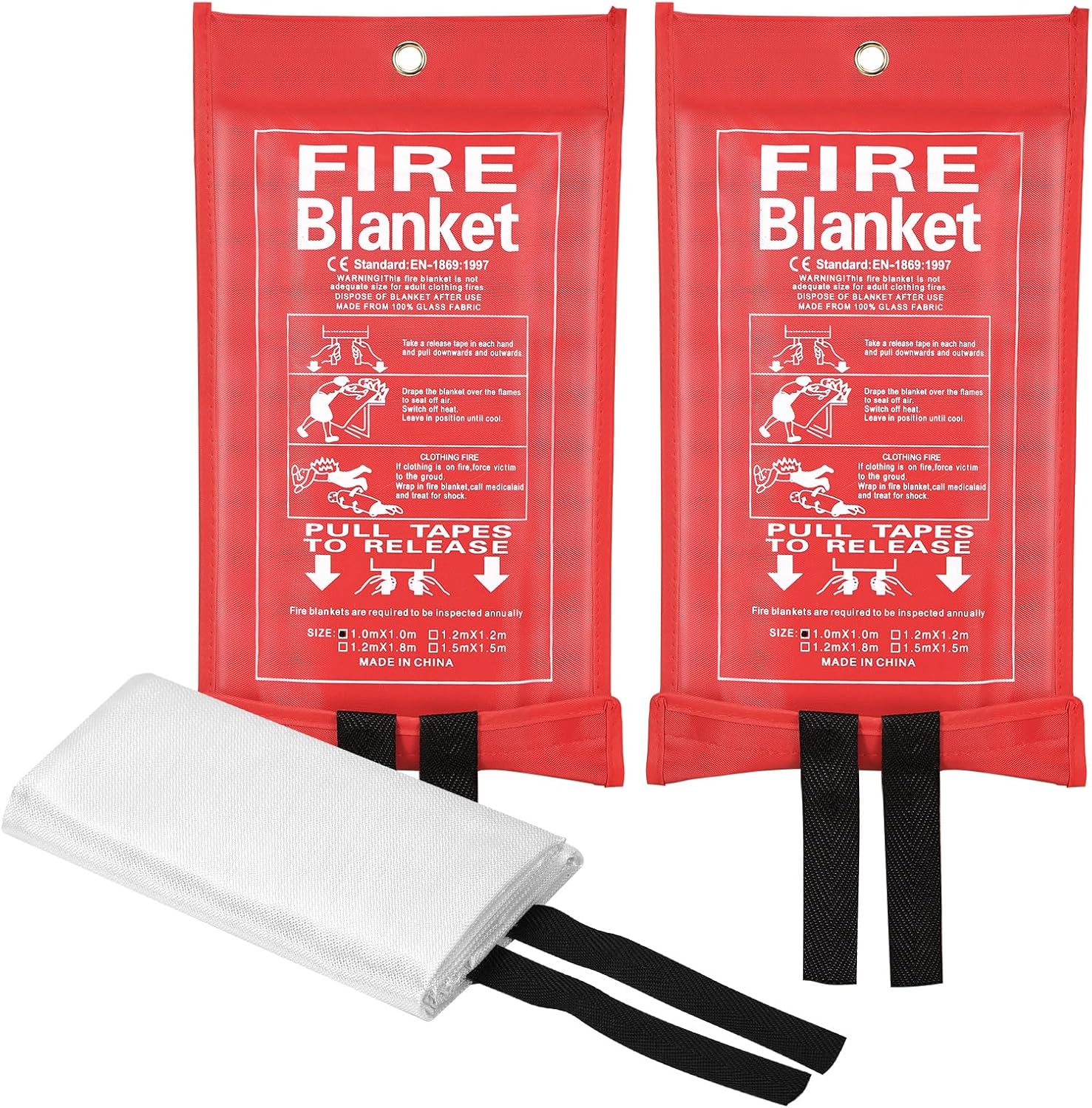 Worve Fire Blanket Kitchen, Fiberglass Fire Retardant Blanket Emergency Survival Safety Cover ...