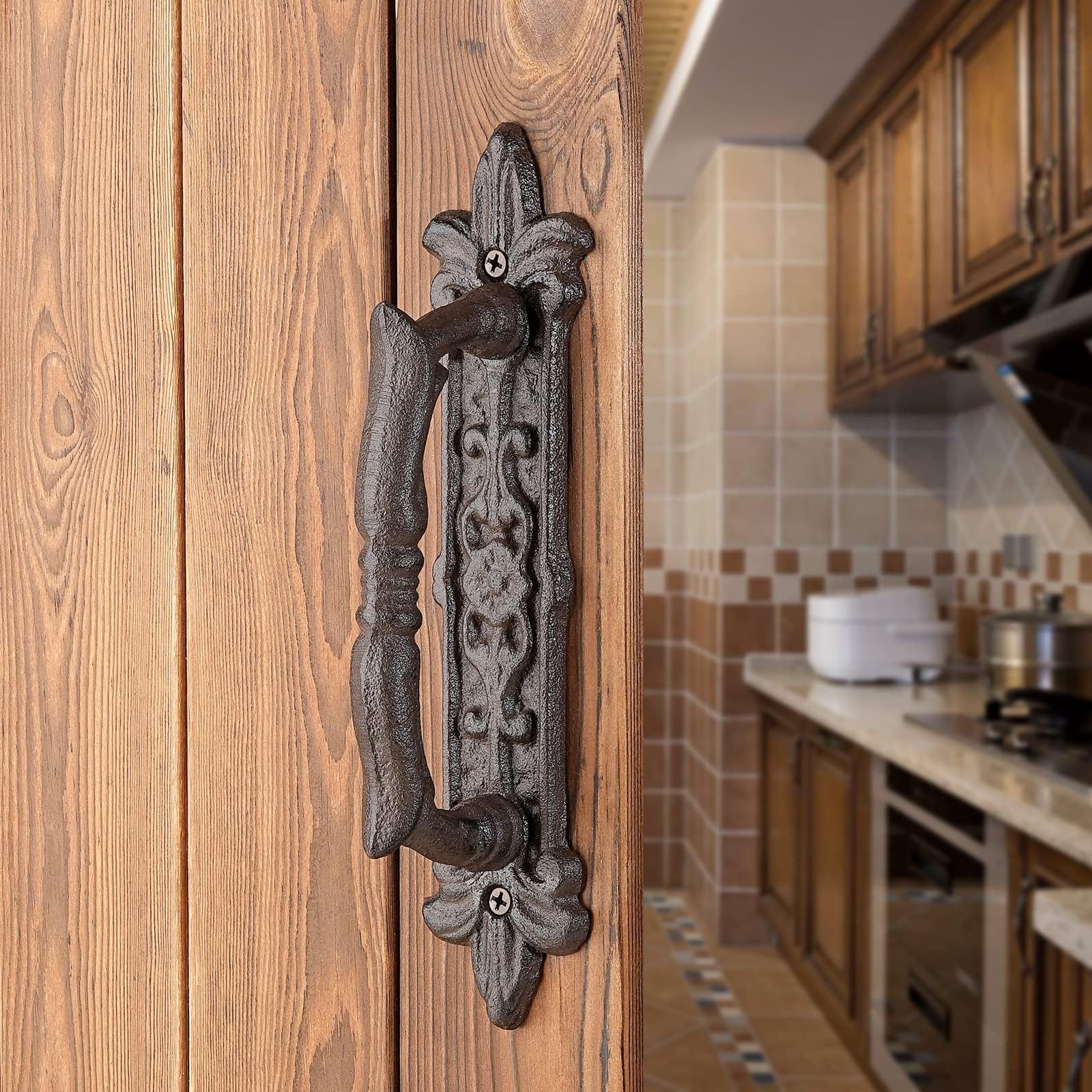 Amazon.com: Voilamart 10" Gate Pull Handle, Pack of 2 Black Cast Iron ...