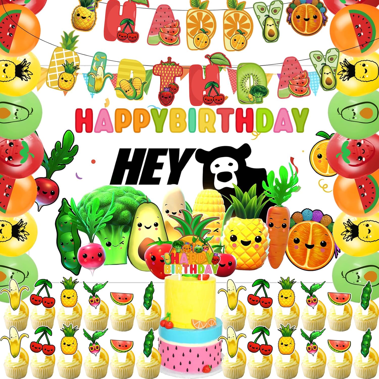 Amazon.com: Hey Bear Sensory Fruit Birthday Party Supplies, Including ...
