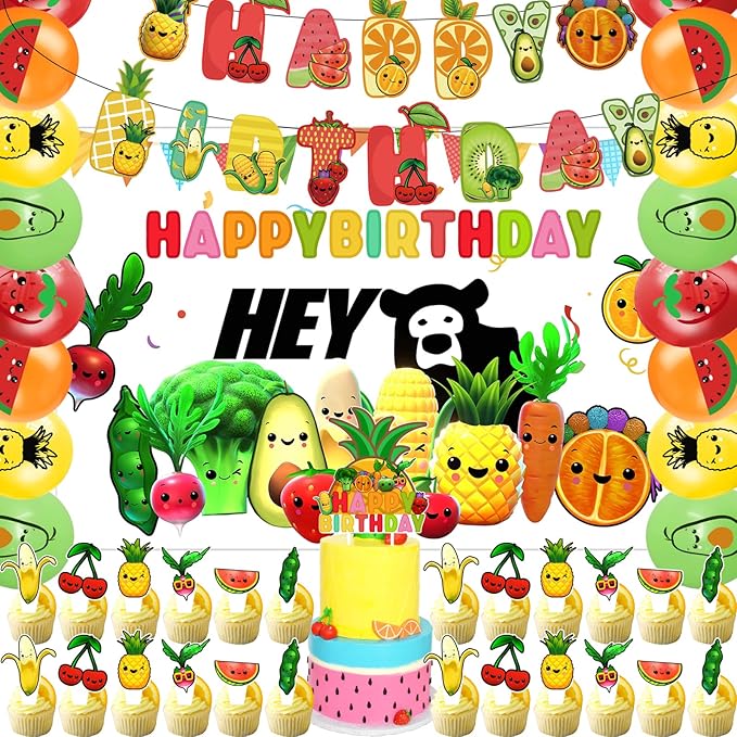 Amazon.com: Hey Bear Sensory Fruit Birthday Party Supplies, Including ...