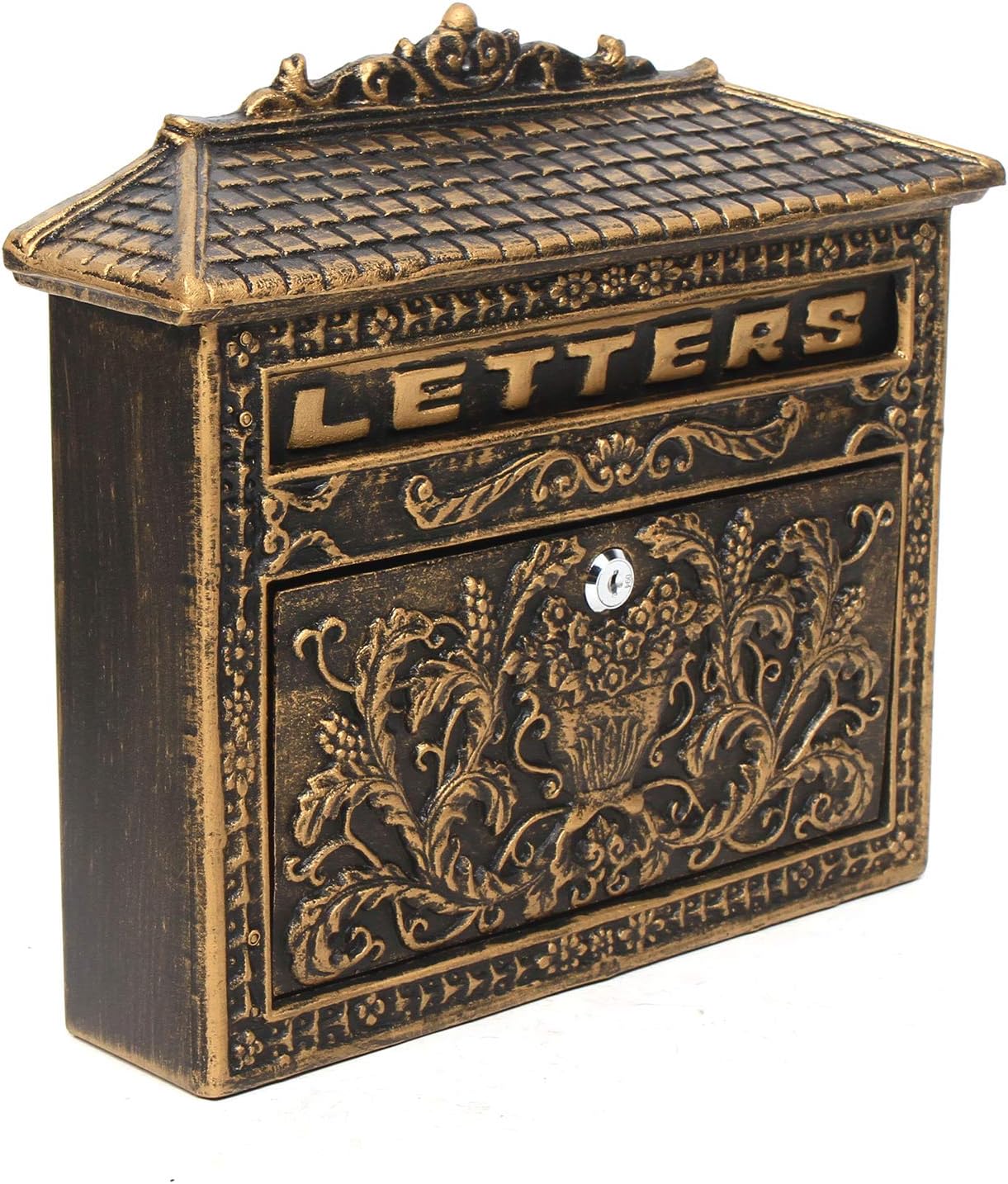 Decorative Lock Mailbox Outdoor - Metal Wall-Mounted Mailbox ...