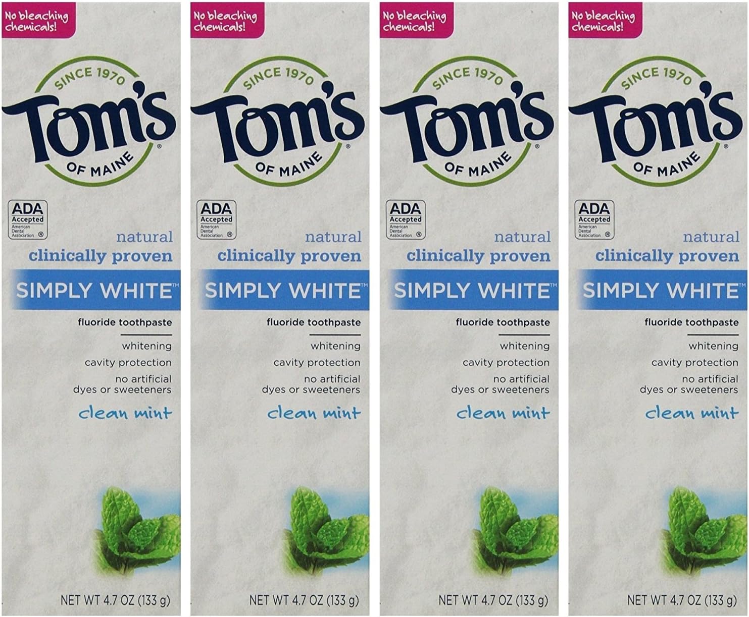 Amazon.com : Toms of Maine Simply White Clean Mint AC Toothpaste, 4 OZ ...