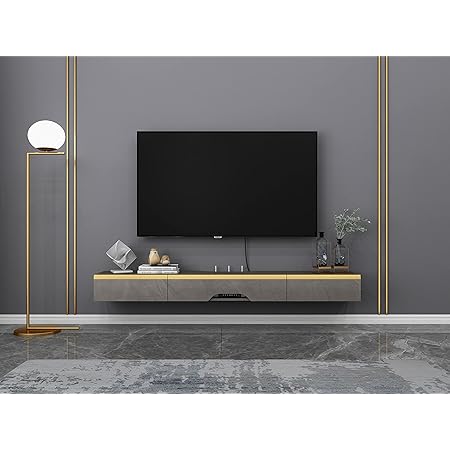 Amazon.com: Pmnianhua Floating TV Shelves,Wall-Mounted Floating TV ...
