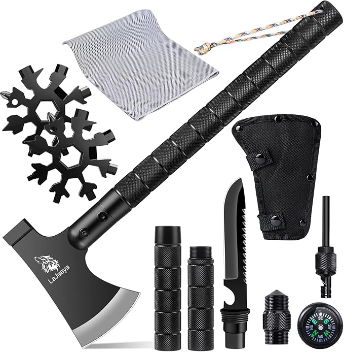 Survival Axt, Multifunktionales Axt-Set, Große Camping Axt mit Hammer ...