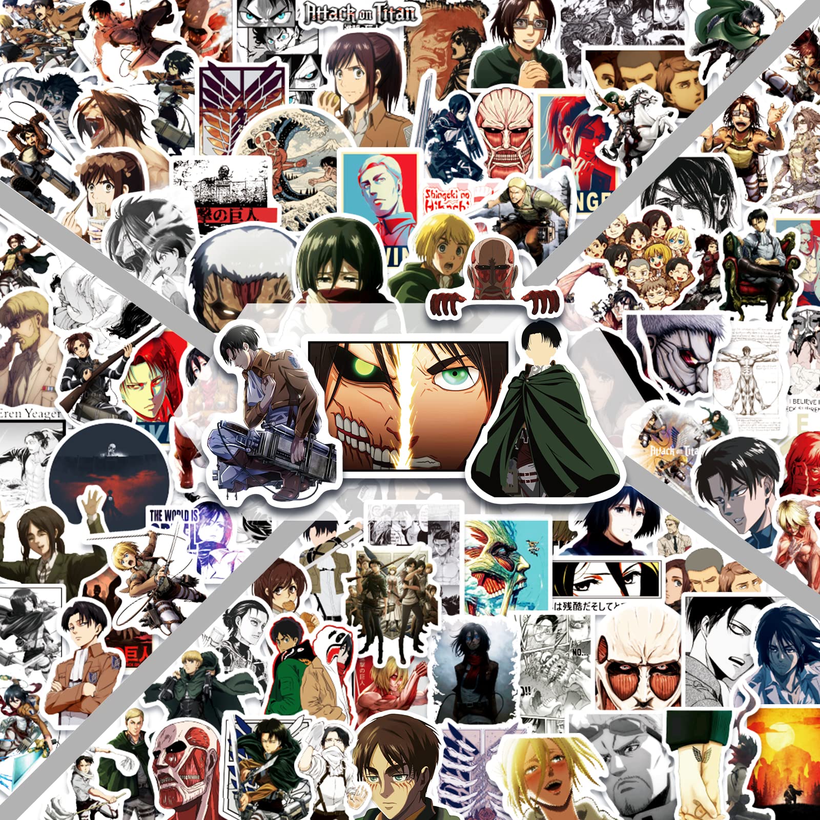 100 Pcs Attack On Titan Anime Stickers Multiple Cartoon Character ...
