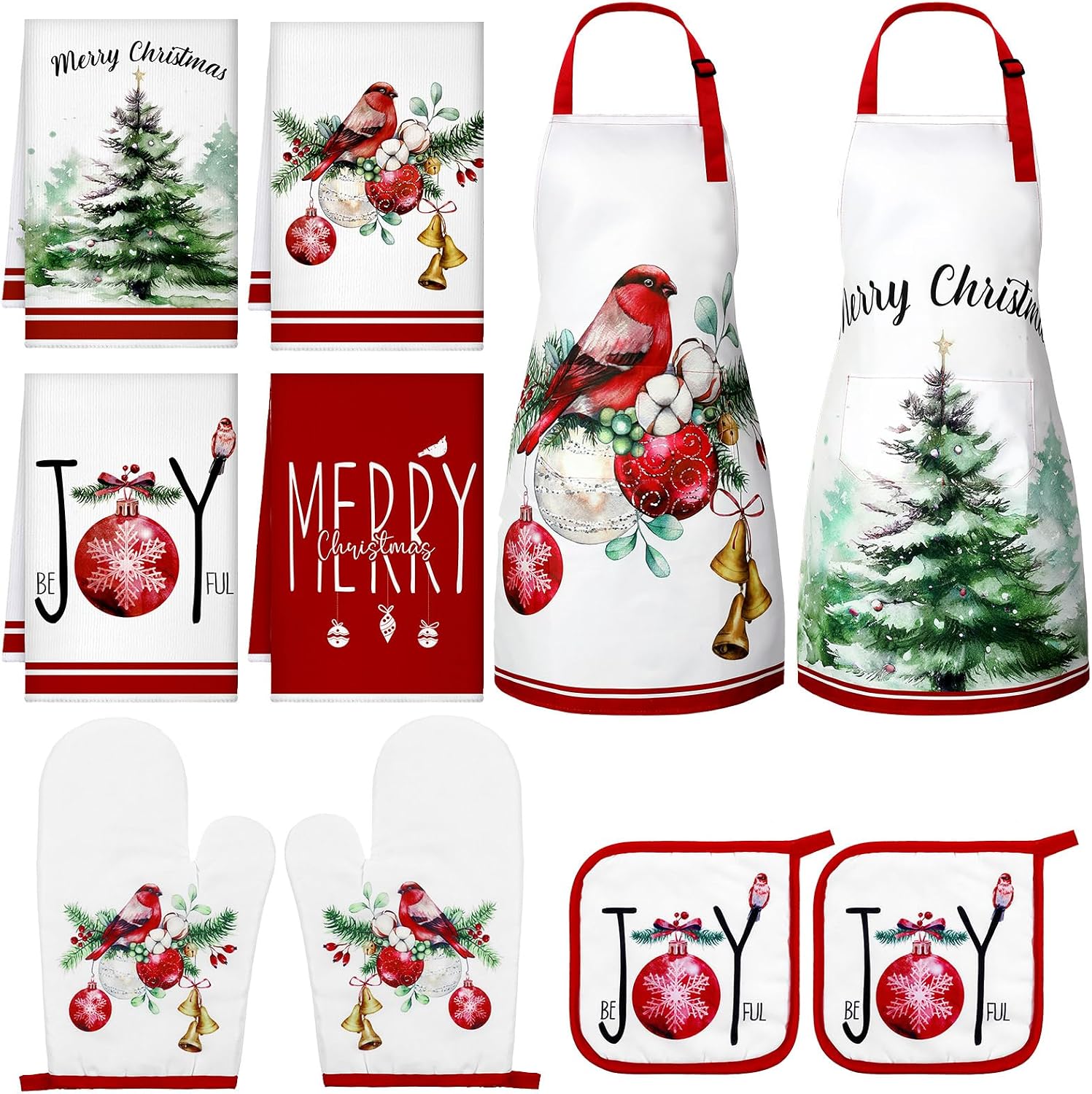 Amazon.com: Geetery 10 Pcs Christmas Kitchen Towels Oven Mitt and Pot ...