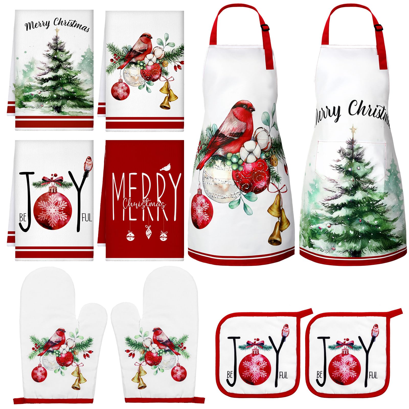 Amazon.com: Geetery 10 Pcs Christmas Kitchen Towels Oven Mitt and Pot ...