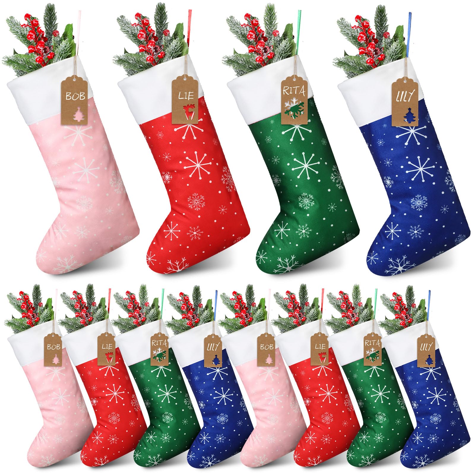 Amazon.com: Shinymoon 12 Pack Christmas Stockings Bulk 17.3 Inch ...
