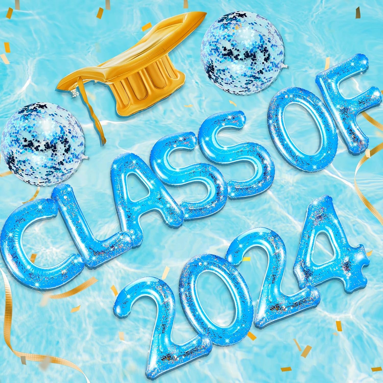 Amazon.com: Sumind 14 Pcs Blue Class of 2024 Grad Pool Float 20 Inch ...