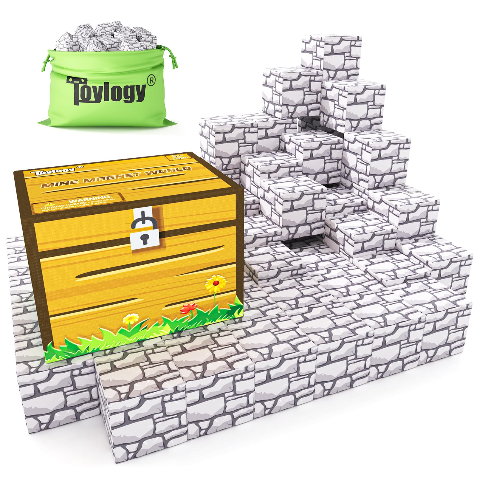 Amazon.com: Magnetic Blocks-Build Mine Magnet World Rock Edition ...