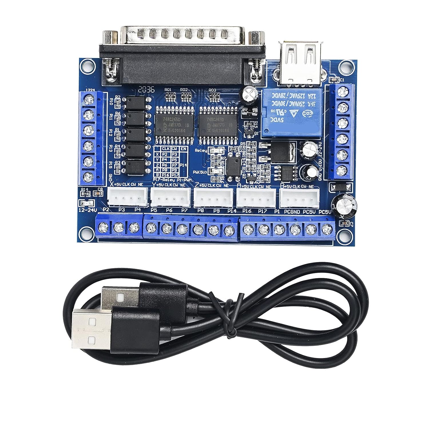 1Pcs 5 Axis CNC Breakout Board Mach3 Interface Board with Optical ...