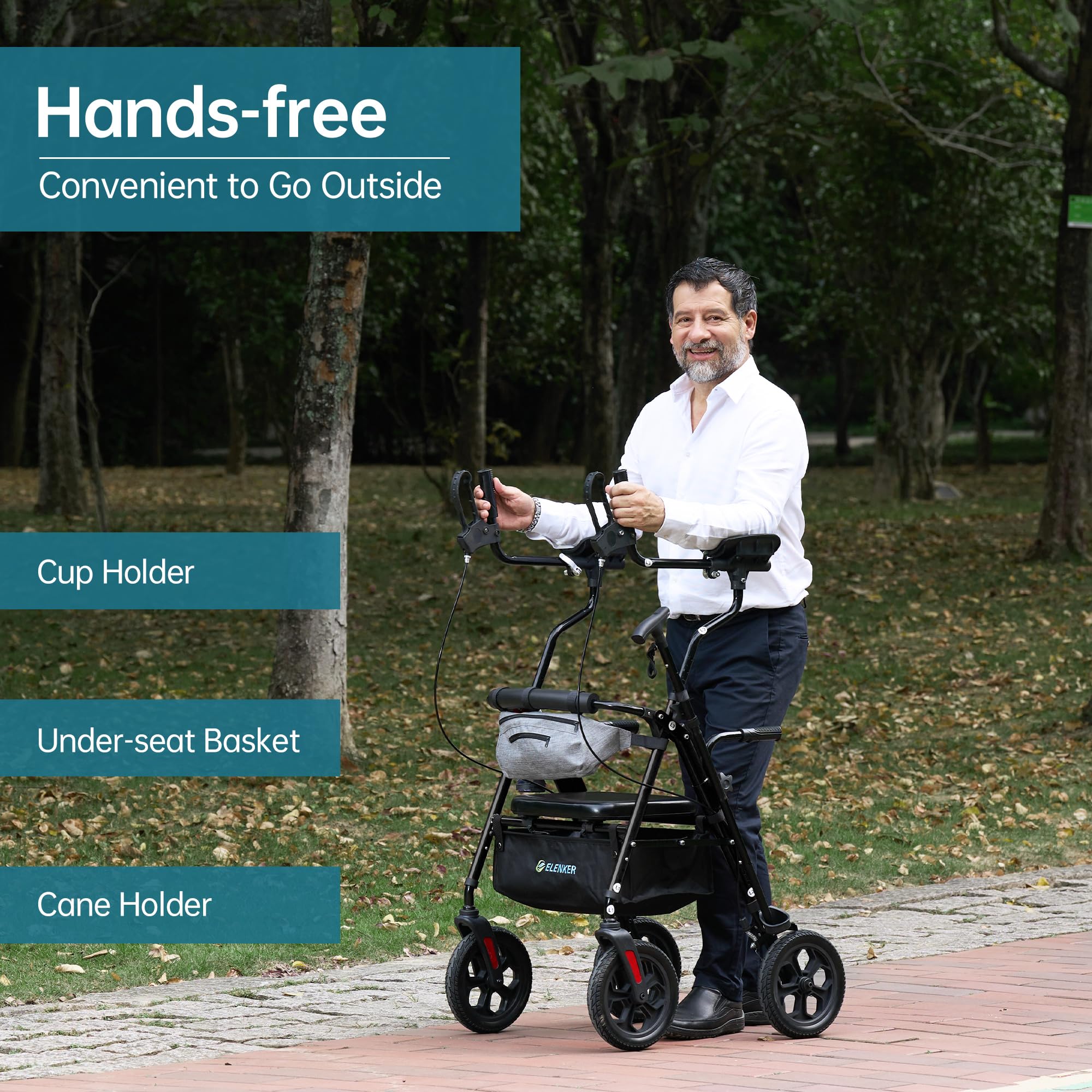 Snapklik.com : ELENKER All Terrain Upright Rollator Walker