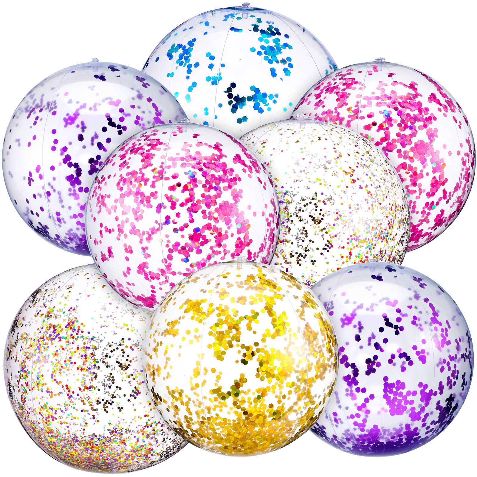 Buy 10 Pcs Inflateable Glitter Beach Balls, 24 Inch and 16 Inch Jumbo ...