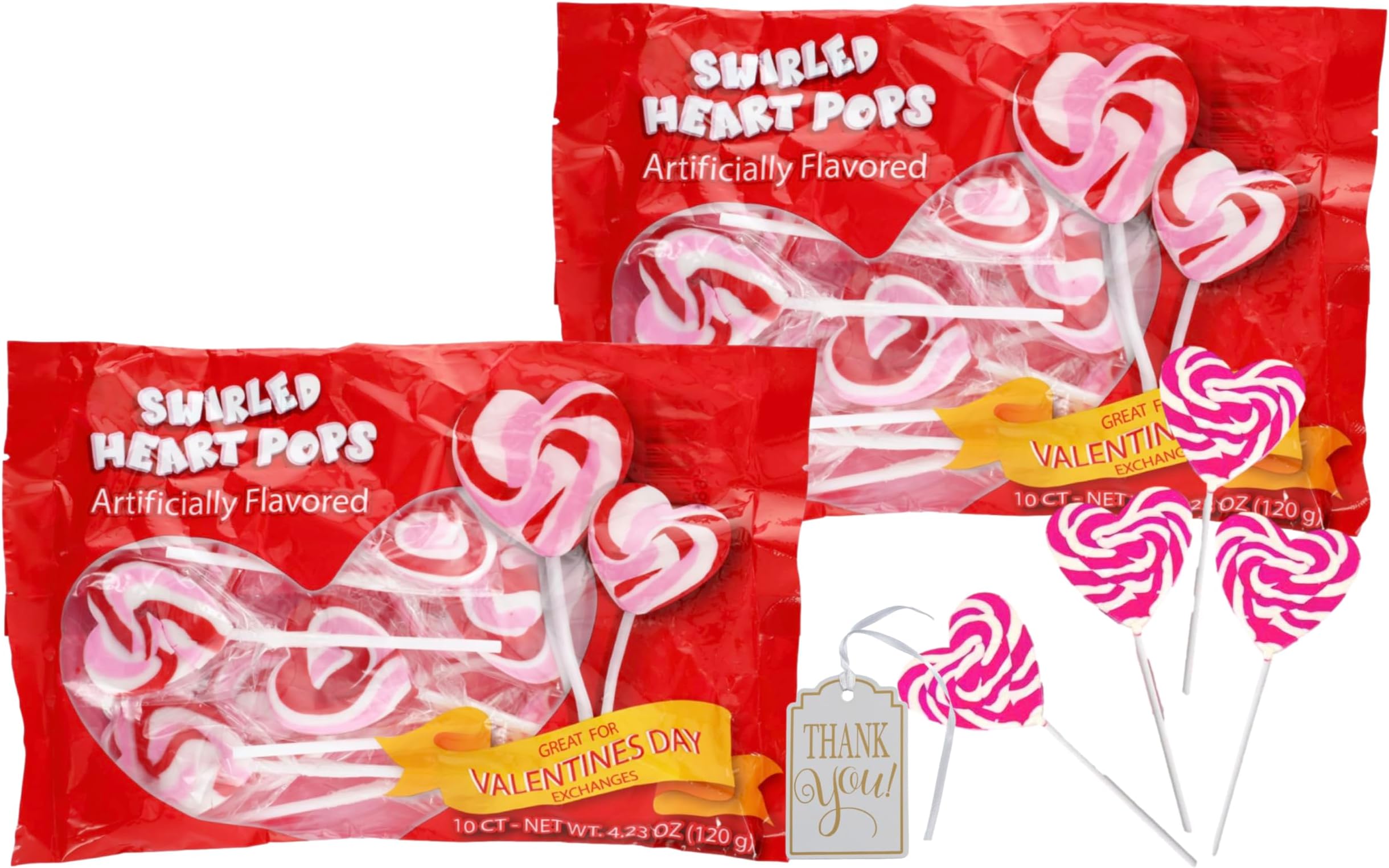 Amazon.com : Valentine Day Classroom Exchange Candy Pops | Swirled ...