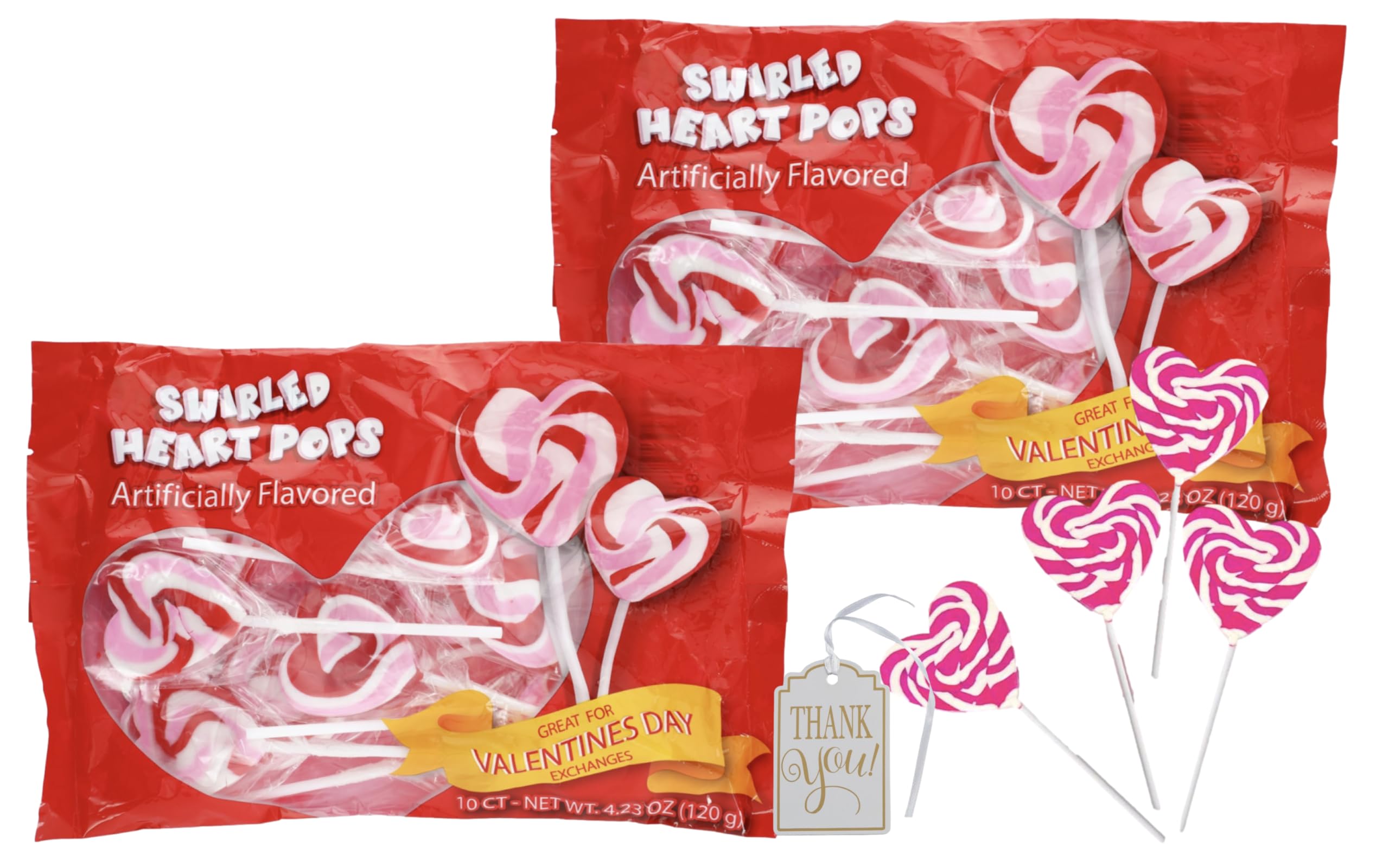 Amazon.com : Valentine Day Classroom Exchange Candy Pops | Swirled ...