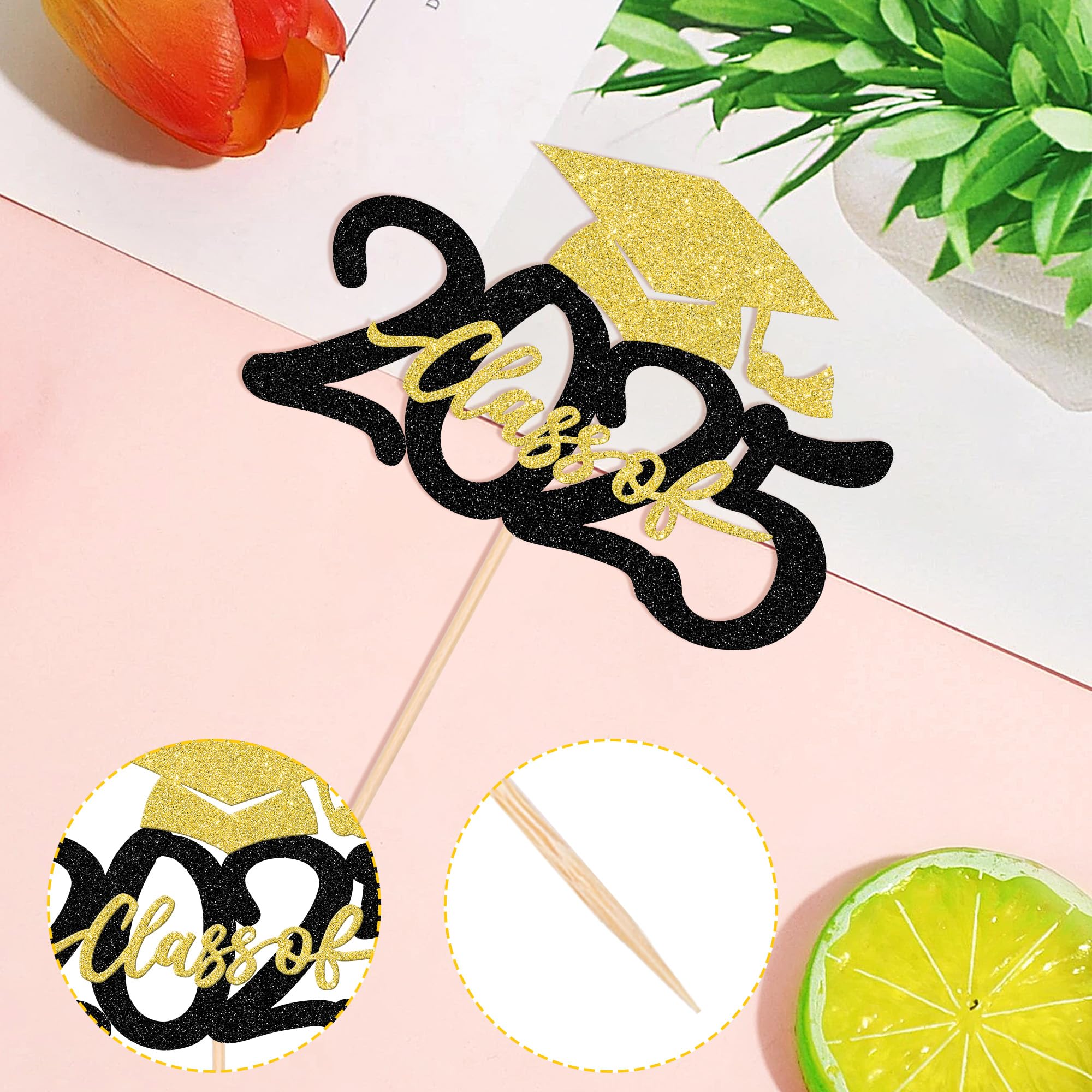 Snapklik.com : 1 PCS Class Of 2025 Cake Topper Glitter Graduation Cap ...