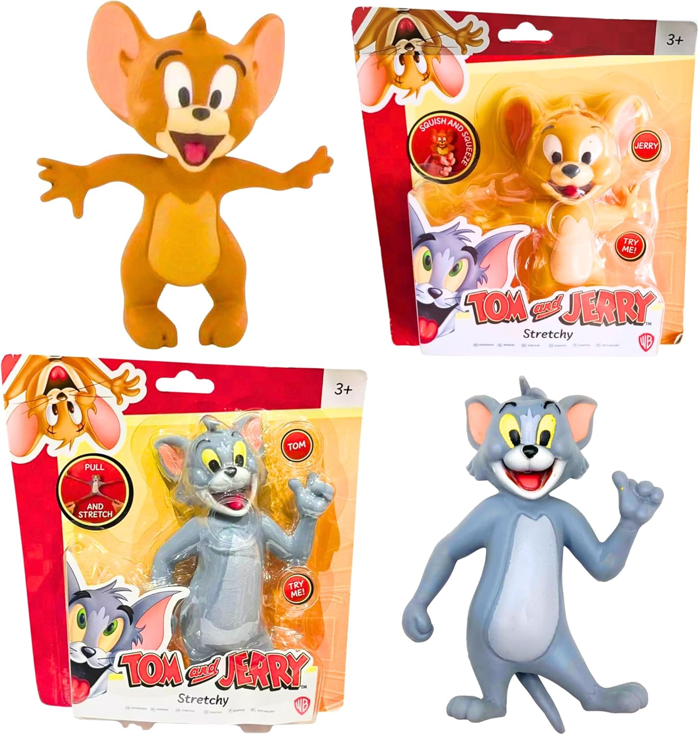 Tom & Jerry Squishy Stretchy 5" 12cm Action Figures Twin Pack : Amazon ...