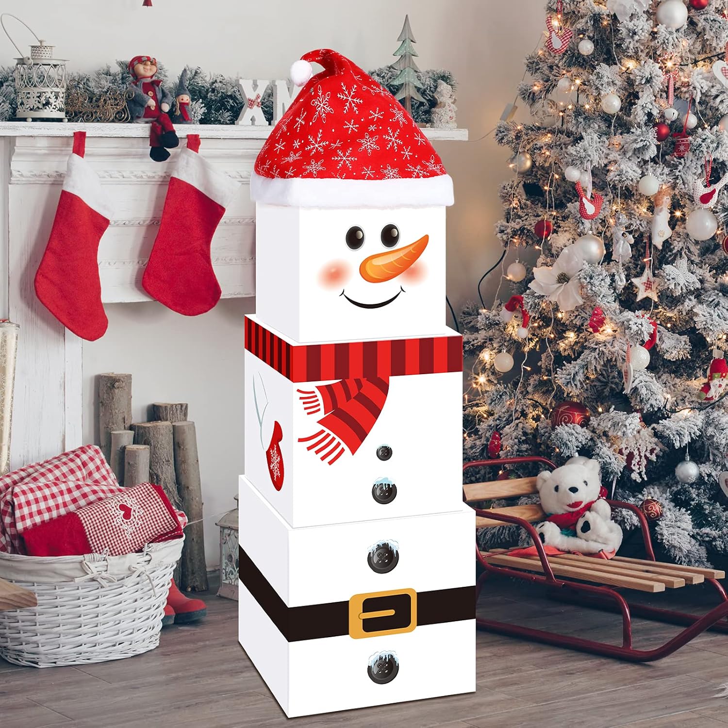 Amazon.com: Marspark 4 Pieces Christmas Box Decoration Nesting ...