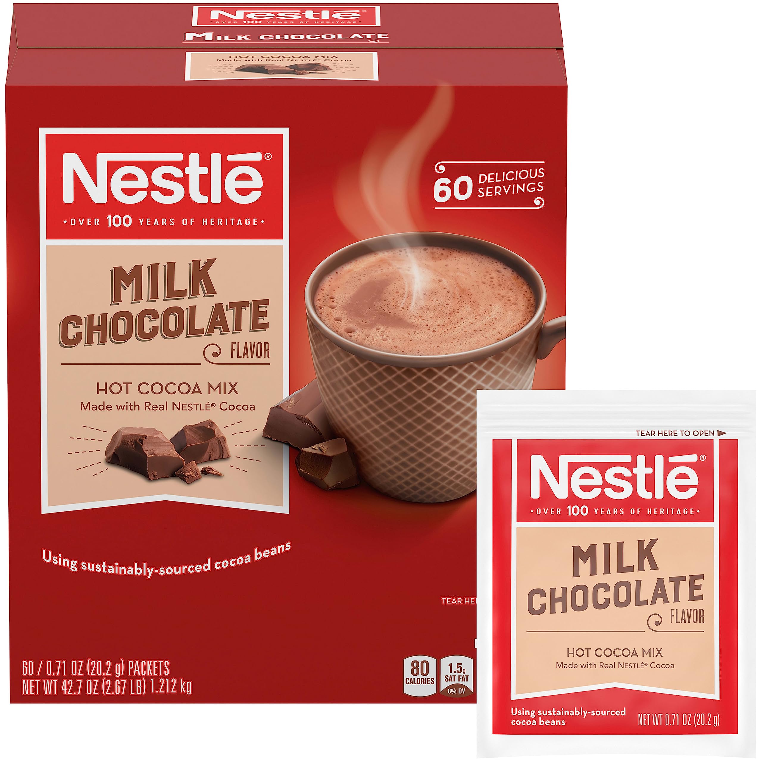 Amazon.com : Nestle Hot Chocolate Packets, Milk Chocolate Flavor Hot ...