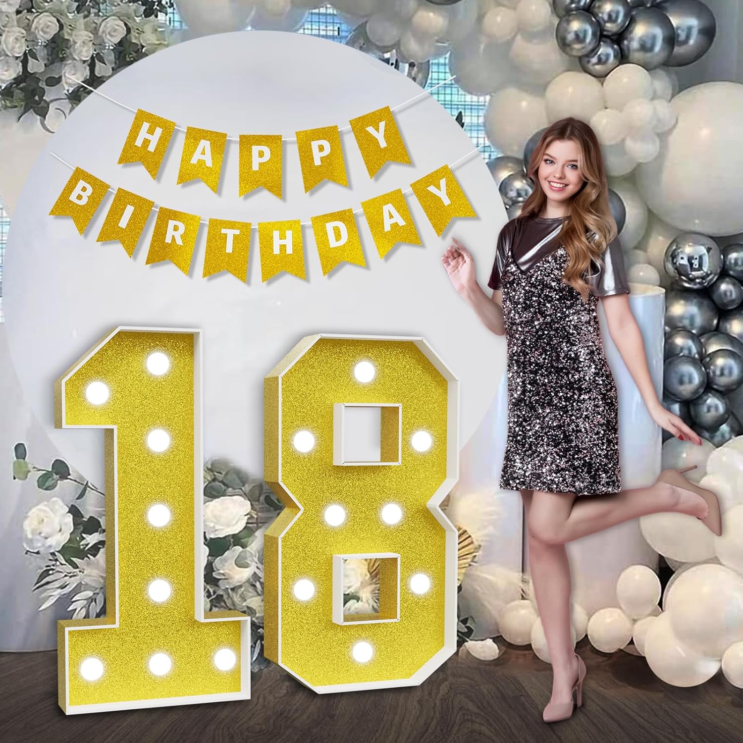 Amazon.com: Marquee Numbers Gold 18th-Birthday Decorations: Large 3ft ...