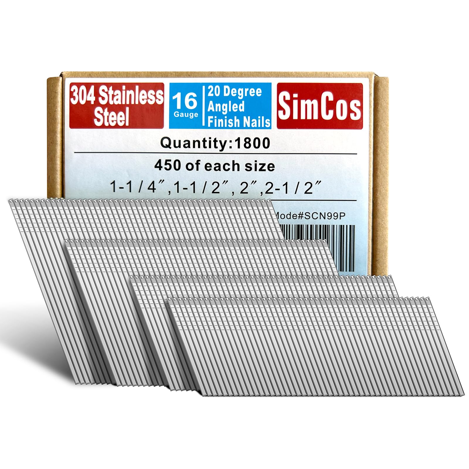 Snapklik.com : SimCos 16 Gauge Angled Finish Nails 304 Stainless Steel