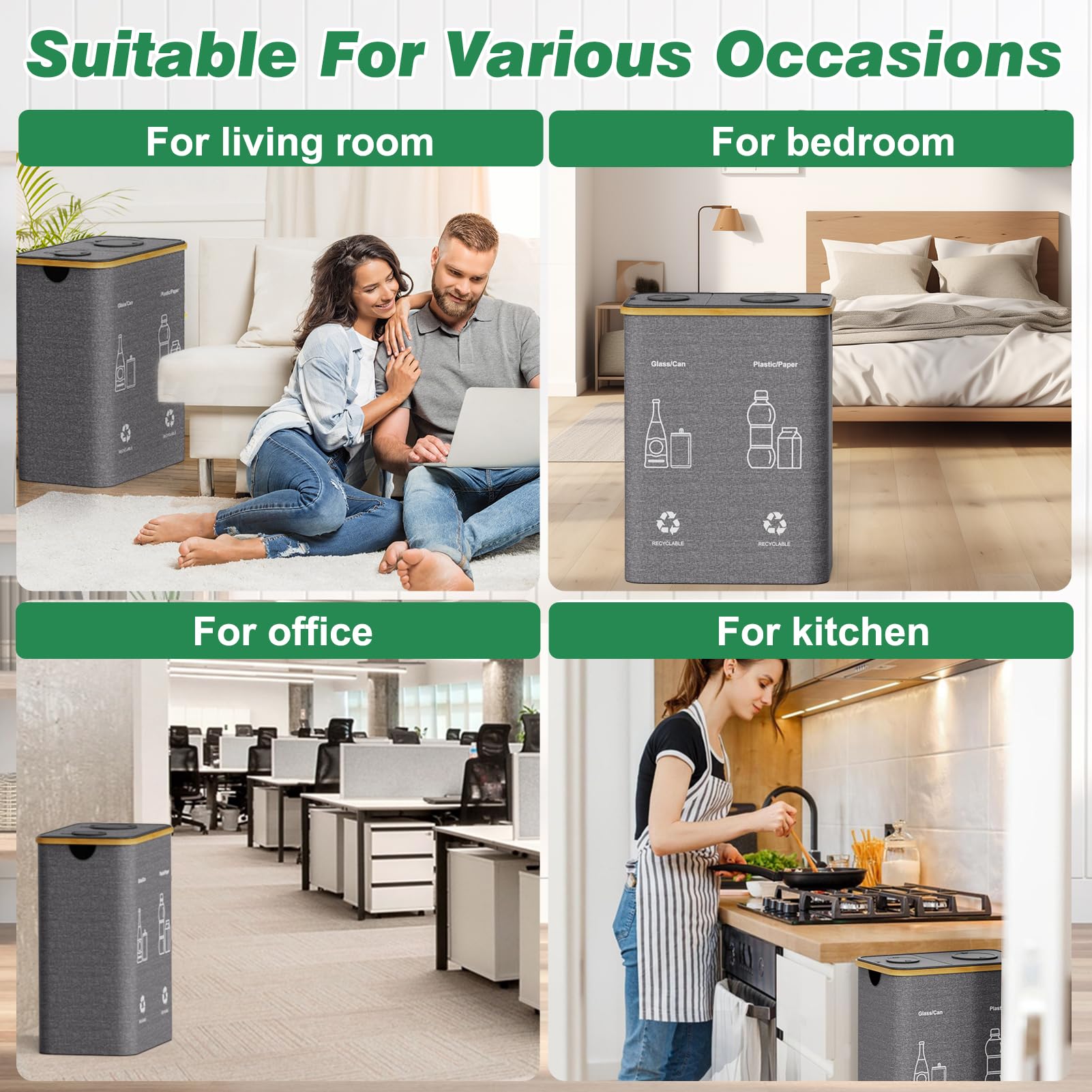 Recycling Bin, Recycling Bin for Kitchen Home,Double Recycle Bin Indoor ...