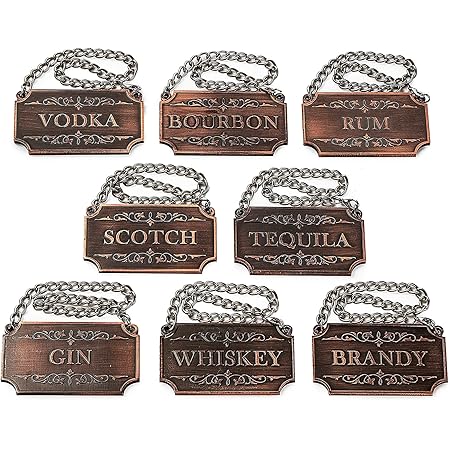 Amazon.com | Decanter Tags - Liquor Decanter Labels (Set of 8, Silver ...