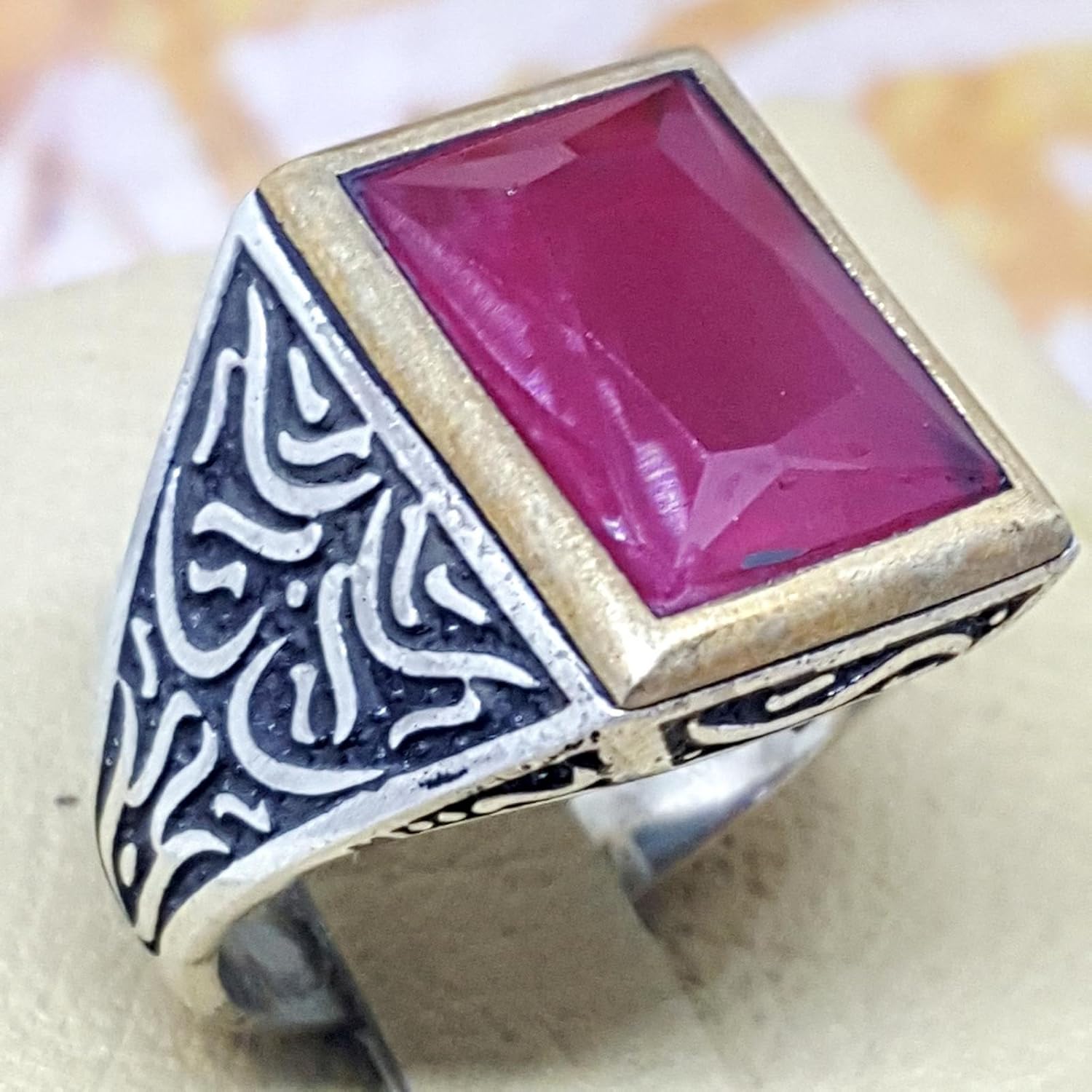 Amazon.com: 925 sterling silver men ring re ruby color stone - handmade ...