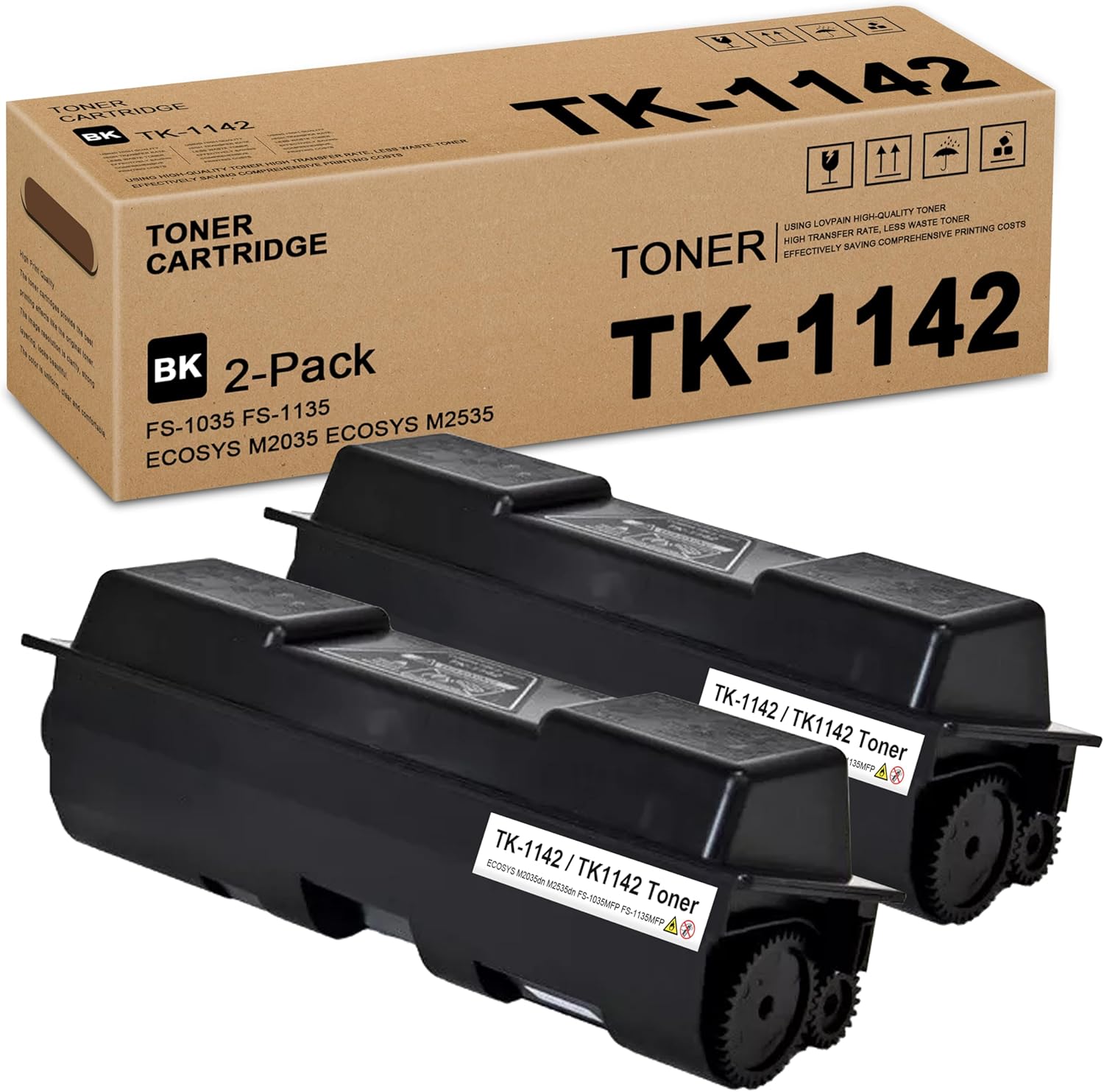 Amazon.com: LOVPAIN TK-1142 TK1142 Black Toner Cartridge 2 Pack : TK ...
