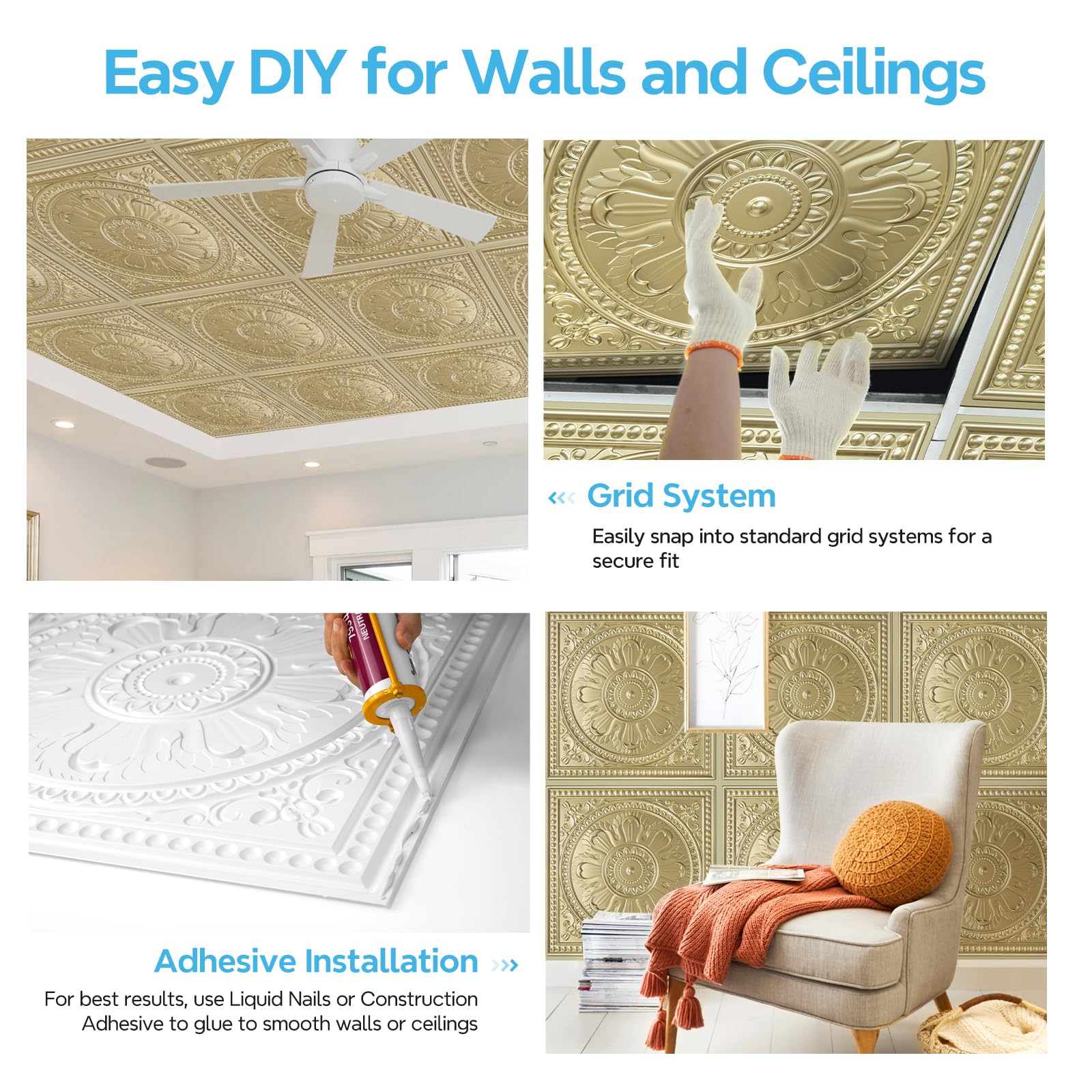 Snapklik.com : STICKGOO Drop Ceiling Tiles 24"x24", PVC Panels Plastic ...