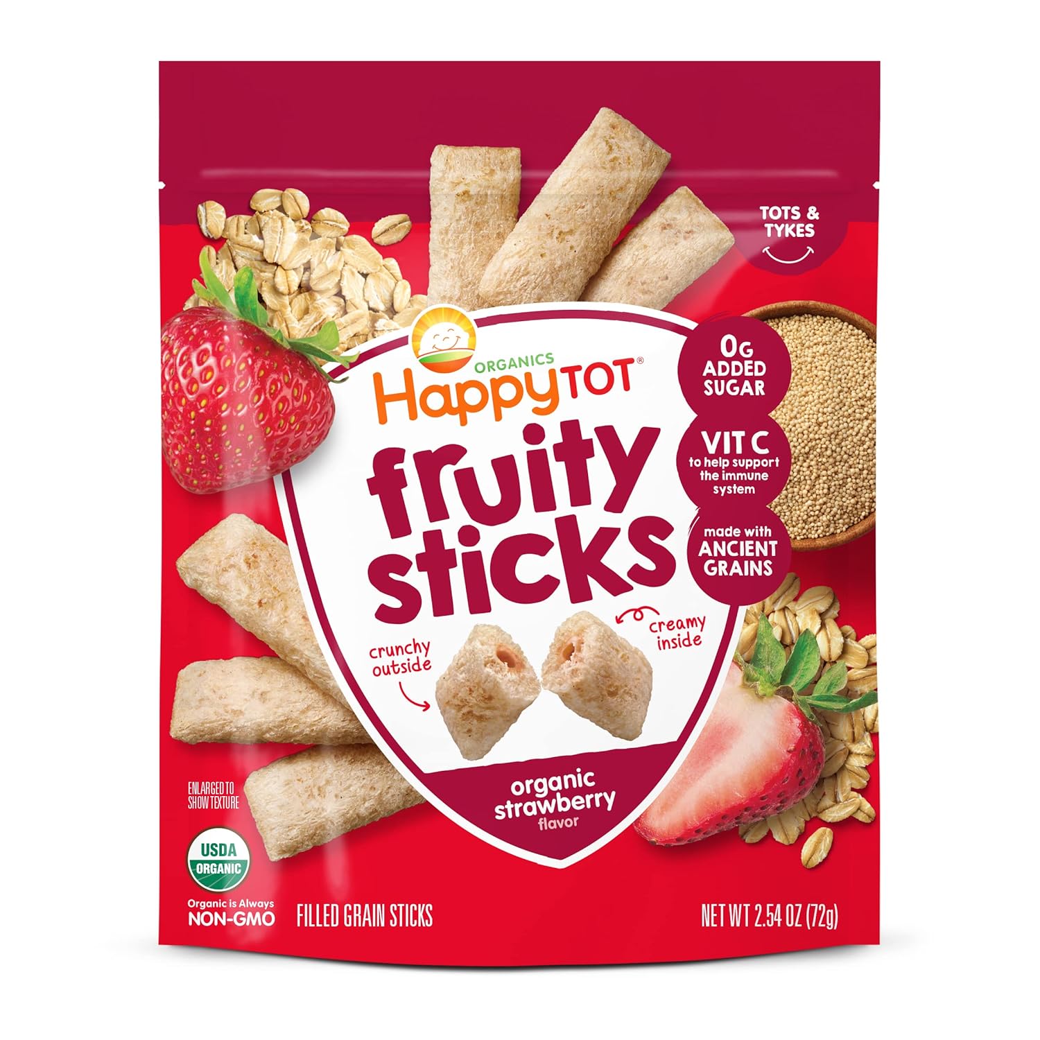 Amazon.com: HAPPYTOT Organics Fruity Sticks, Oat & Fruit Filled Grain ...