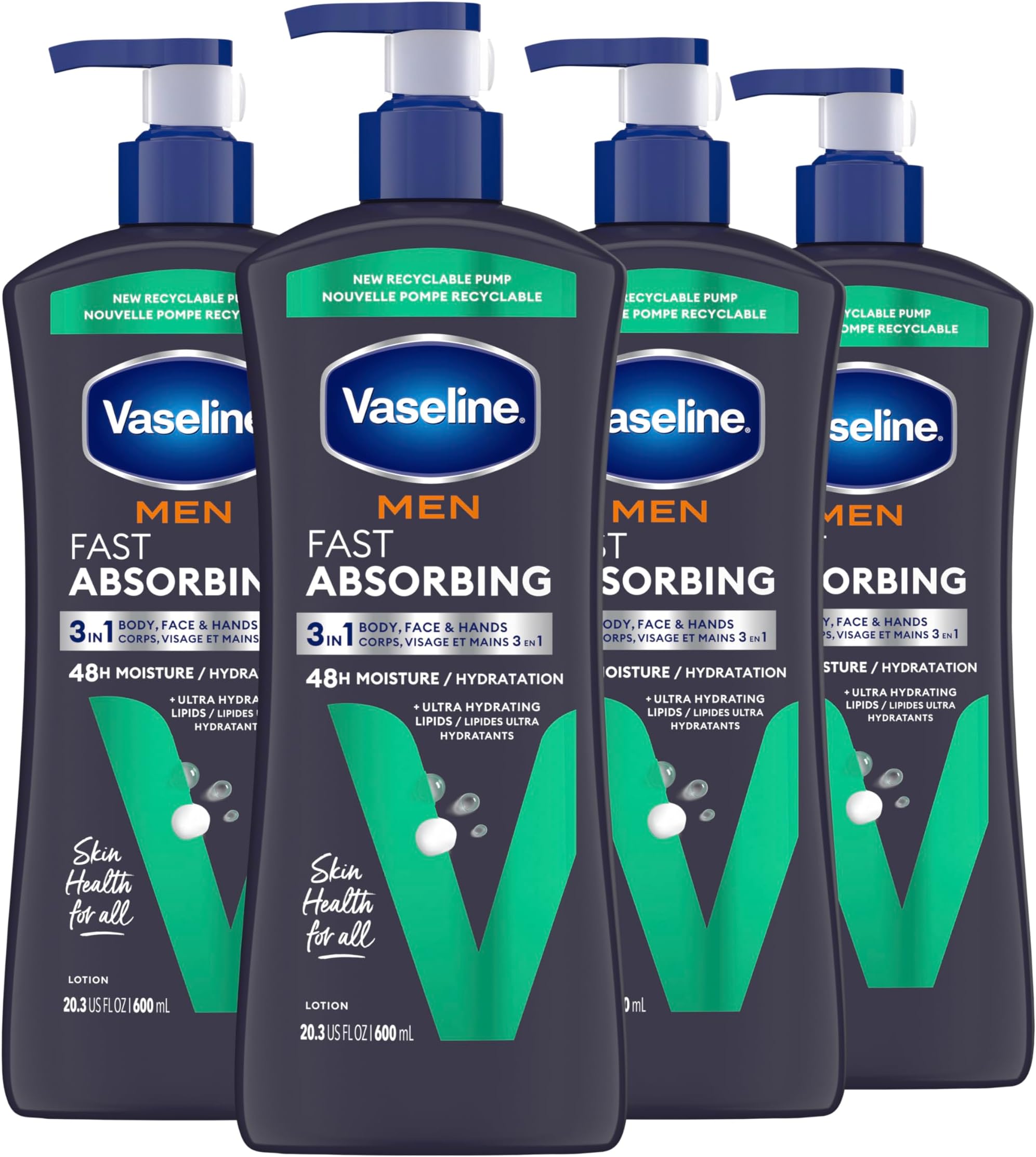 Amazon.com : Vaseline Men Fast Absorbing 3-in-1 Face, Hands & Body ...