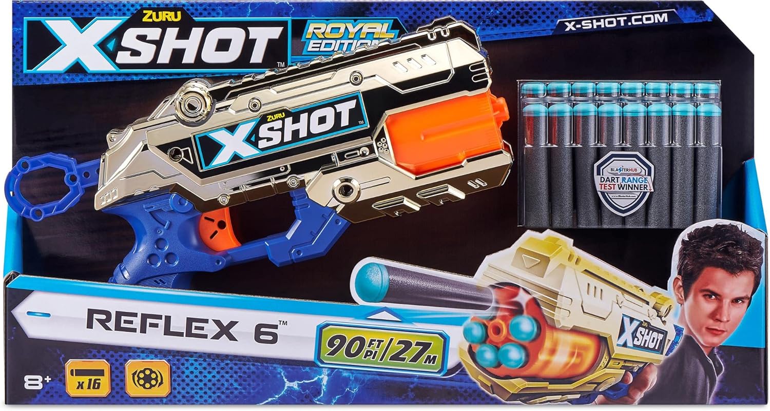 ZURU X-Shot Excel Royale Edition Reflex 6 Foam Dart Blaster Combo Pack ...