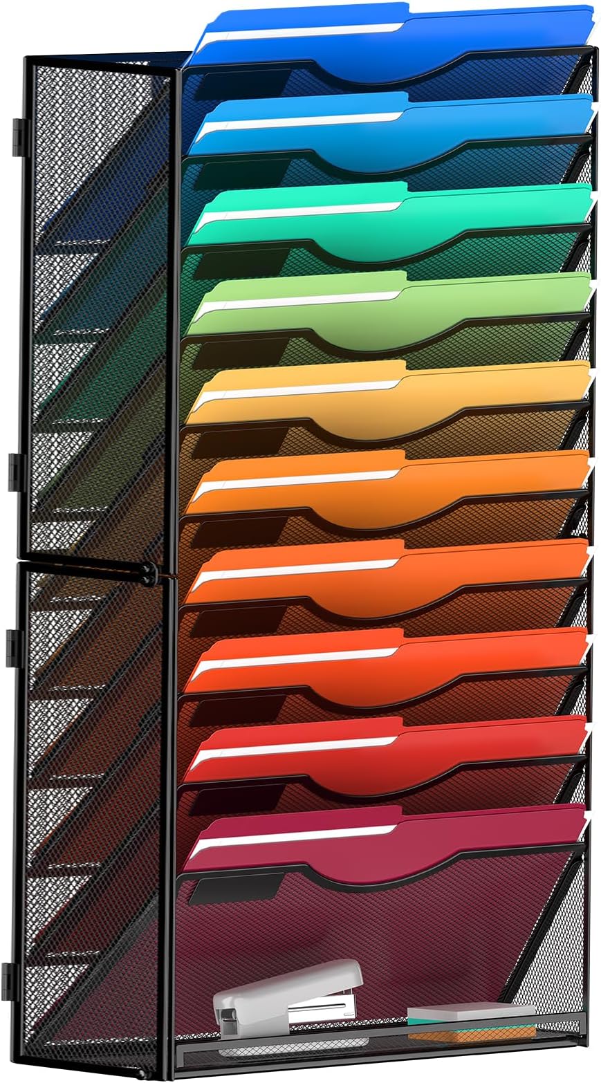 Amazon.com : lemonsea Wall File Organizer, 10 Pockets Mesh Hanging File ...