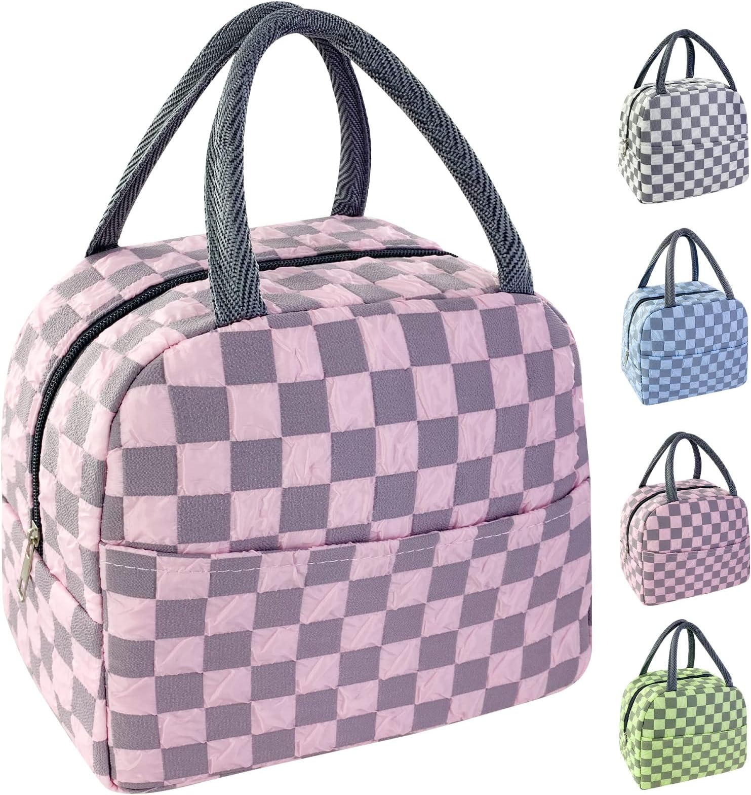 Amazon.com: Black White Checkered Pattern Lunch Bag Insulated Cooler ...