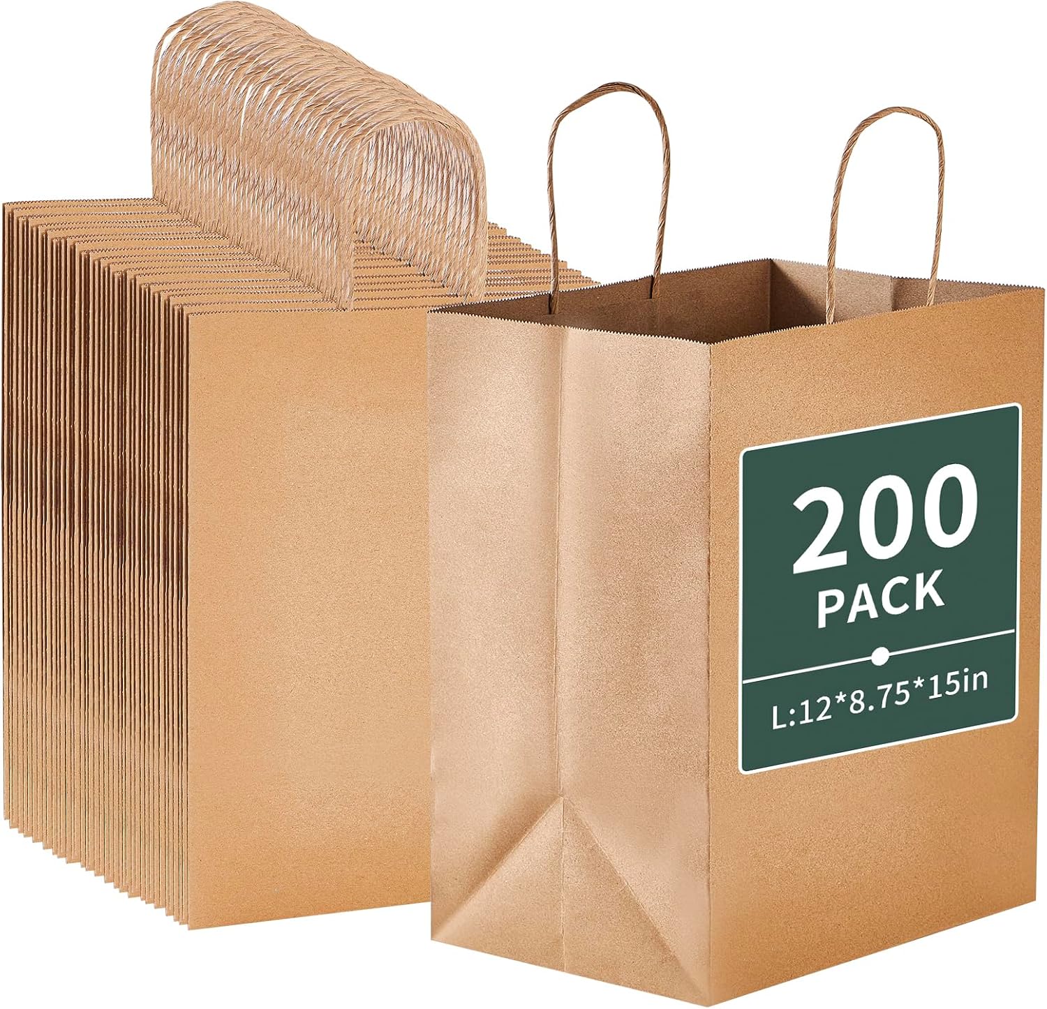 Amazon.com: DealbyBox 200 Pack Brown Paper Bags with Handles - Bulk ...