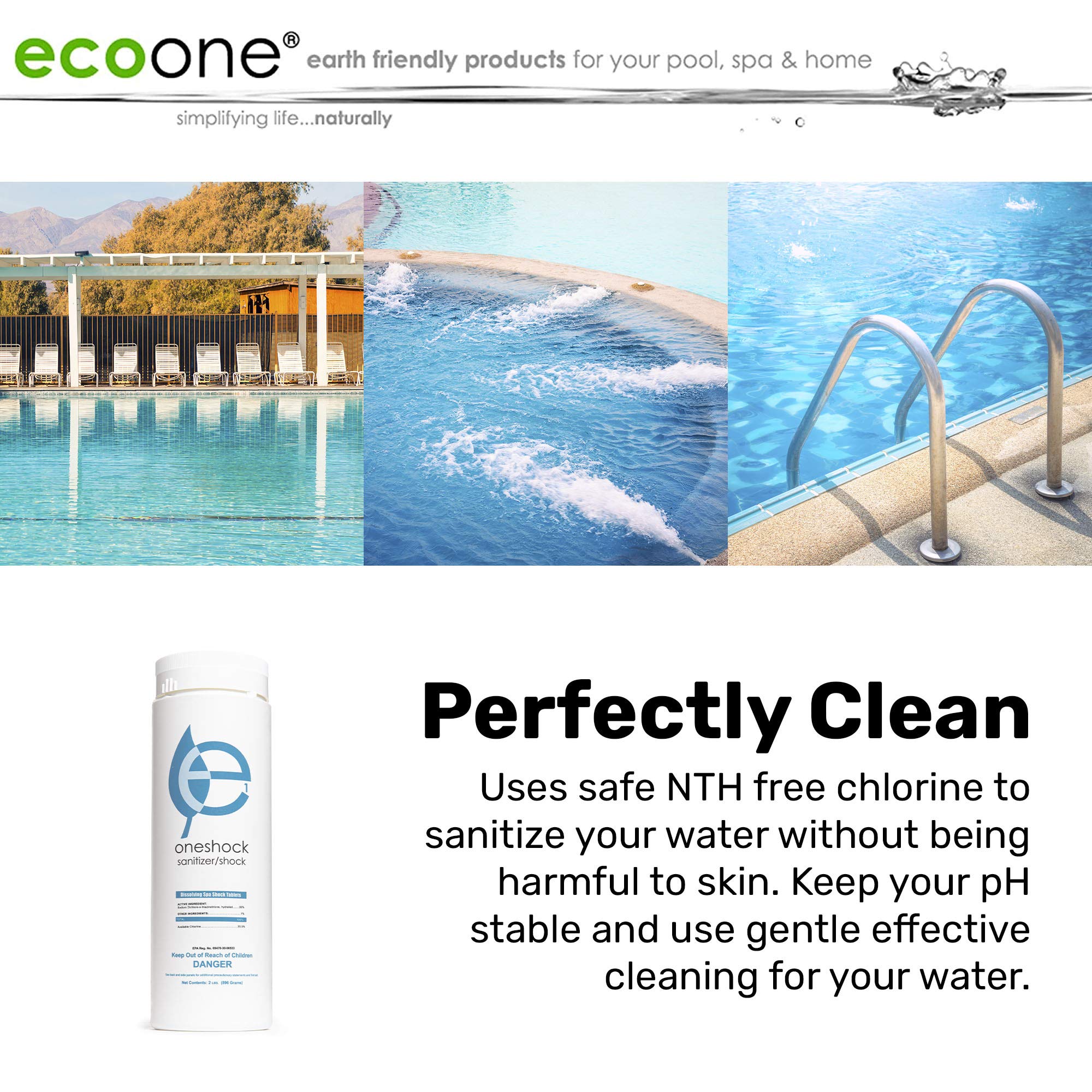 EcoOne | OneShock Spa & Swimming Pool Tablets | Self-Dissolving, Pre ...