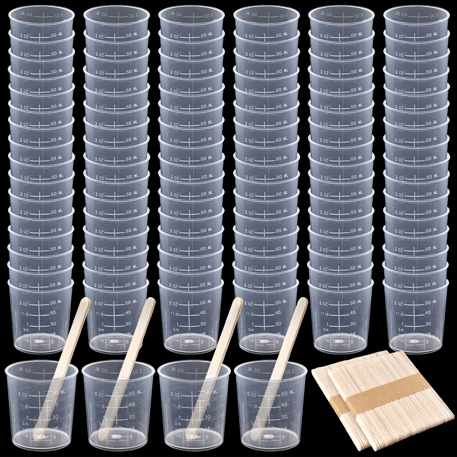 Amazon.com: Coopay 100 Pack 60ml/2oz Plastic Graduated Cups Transparent ...